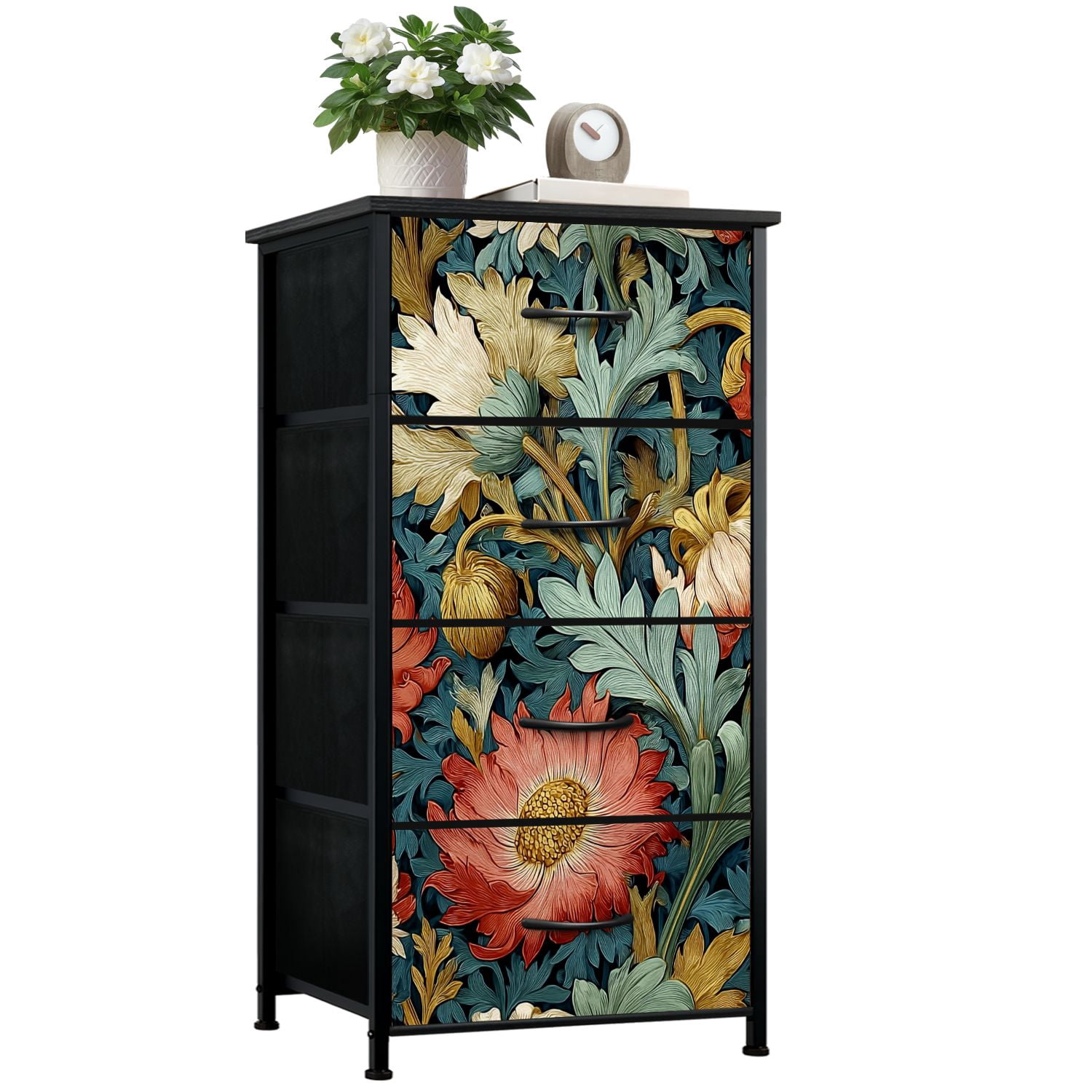 Dresser for Bedroom with 4 Storage Drawers Floral Botanical Large ...