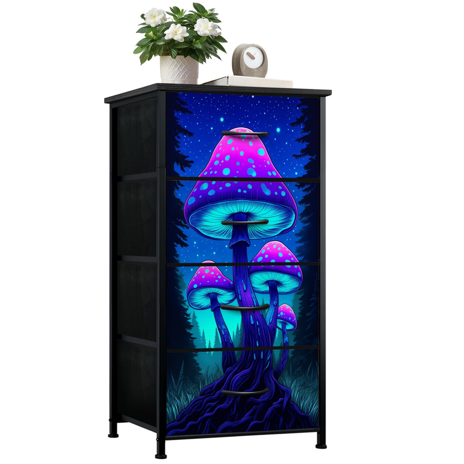 Dresser for Bedroom with 4 Storage Drawers Glowing Psychedelic ...