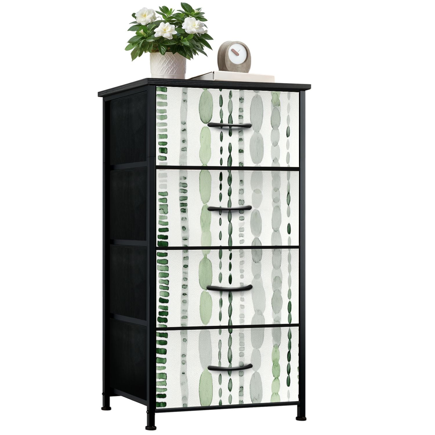 Dresser for Bedroom with 4 Storage Drawers Green Watercolor Vertical ...