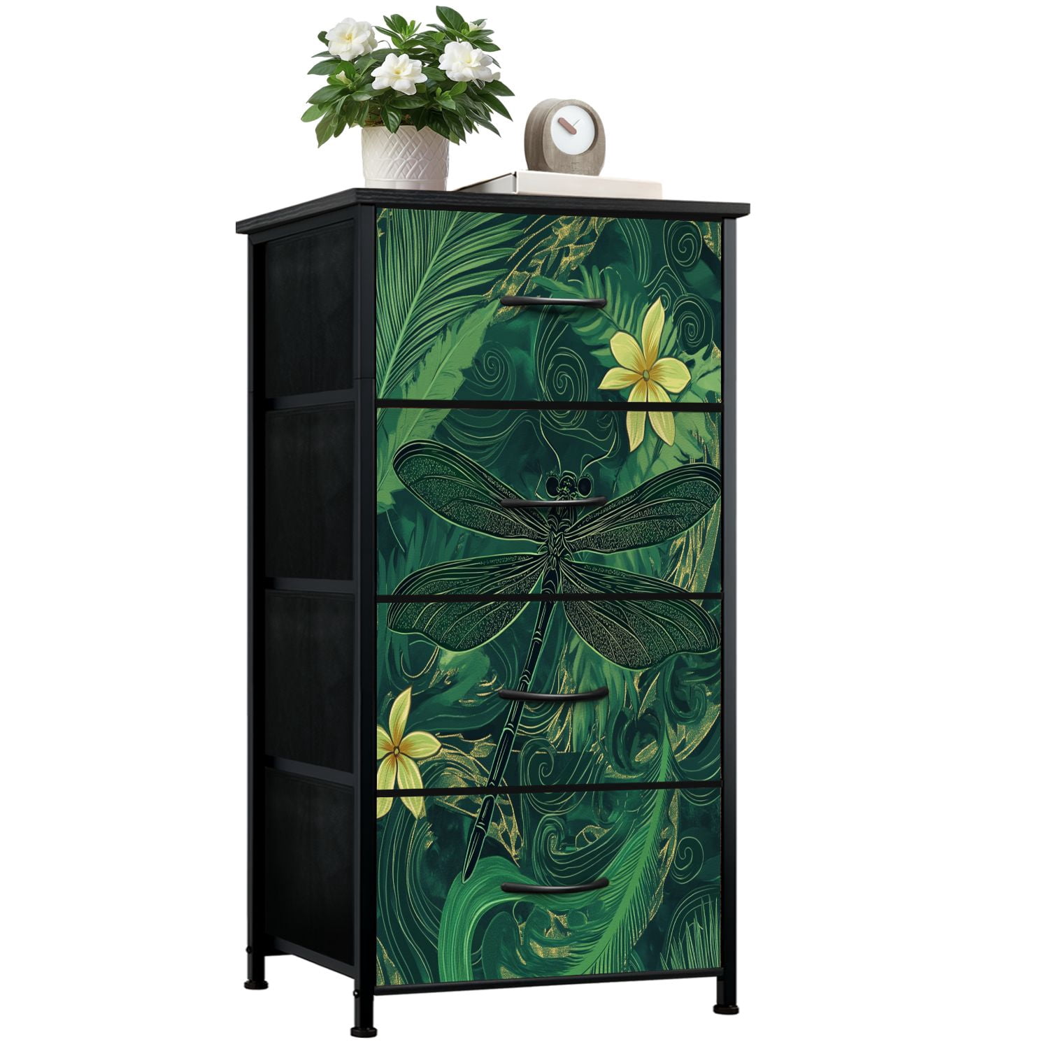 Dresser for Bedroom with 4 Storage Drawers Intricate Dragonfly Design ...