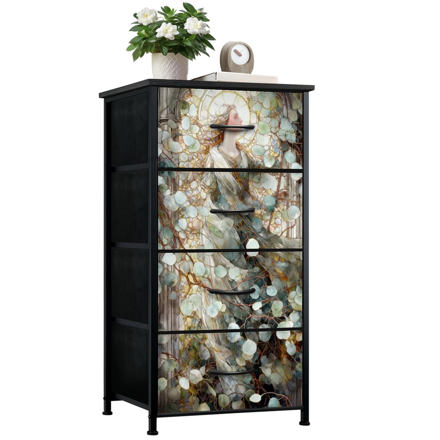 Dresser for Bedroom with 4 Storage Drawers Intricate Gothic Window ...