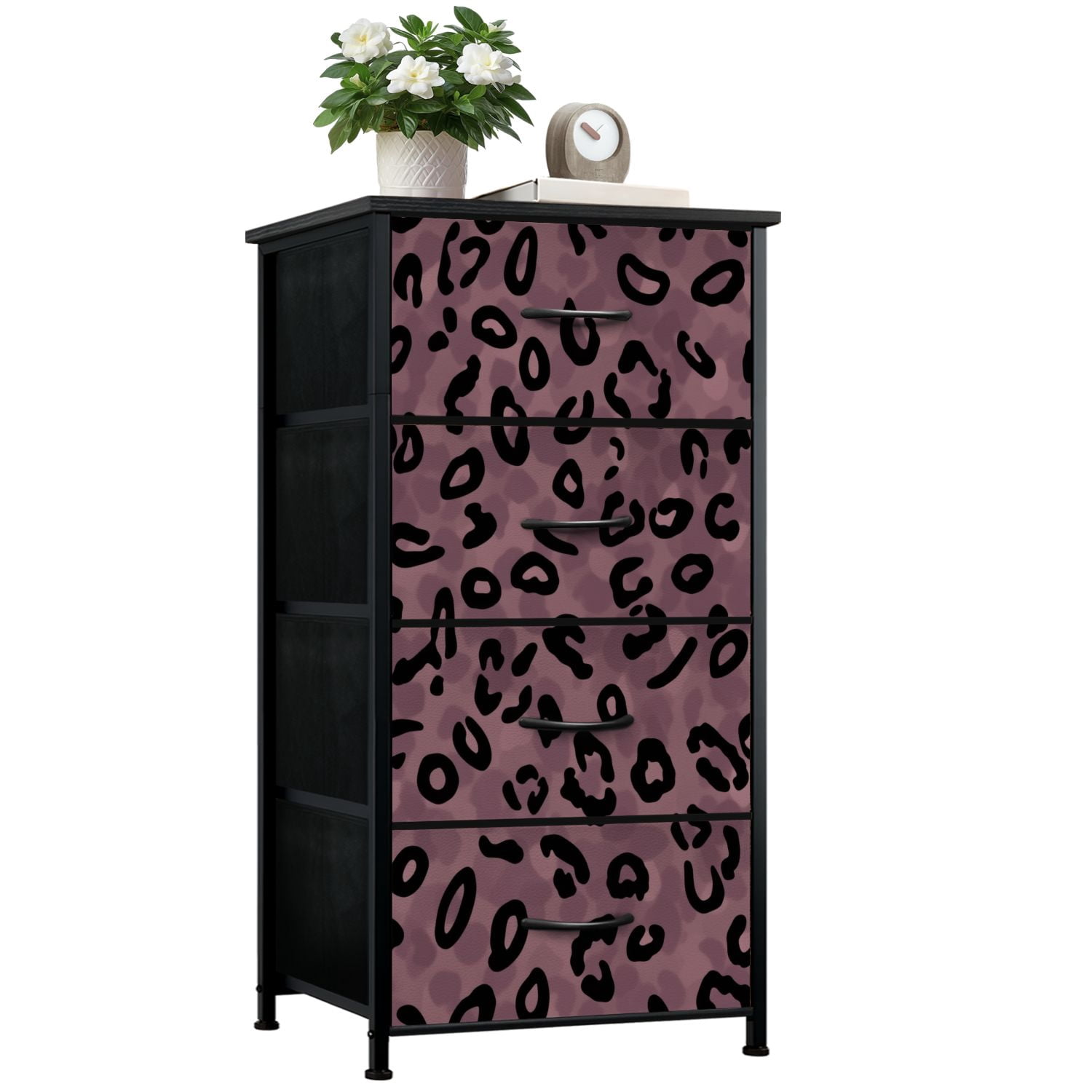 Dresser for Bedroom with 4 Storage Drawers Leopard Print Black Spots ...