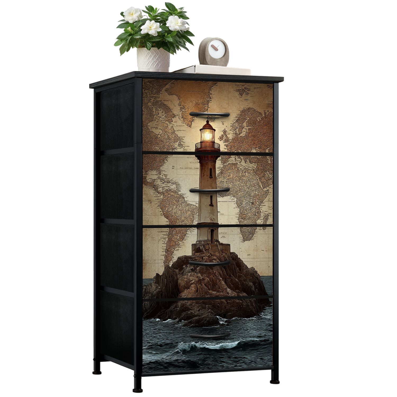 Dresser for Bedroom with 4 Storage Drawers Lighthouse Rocky Island ...