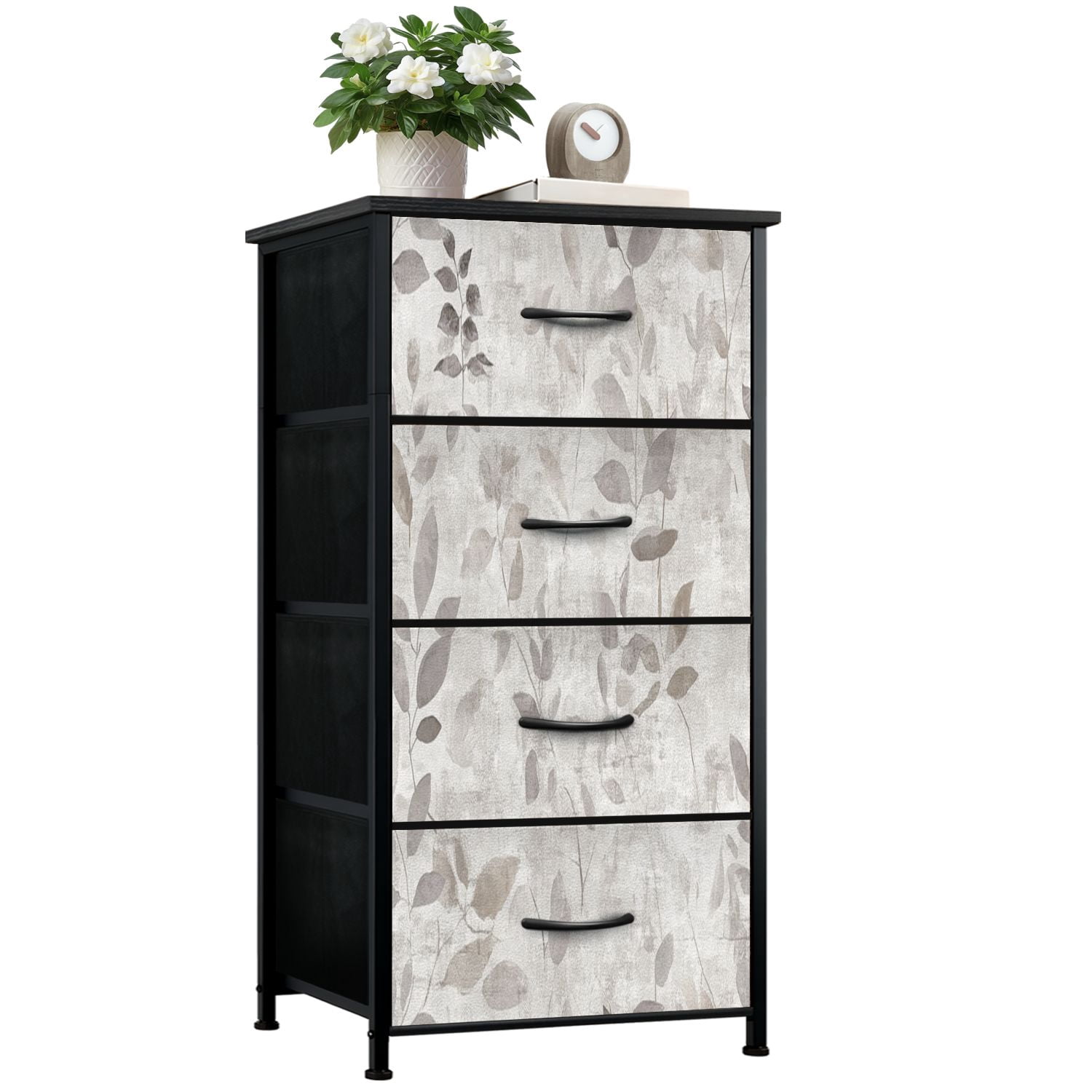Dresser for Bedroom with 4 Storage Drawers Neutral Botanical Leaf Soft ...