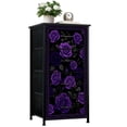 Dresser for Bedroom with 4 Storage Drawers Purple Roses Floral Black ...