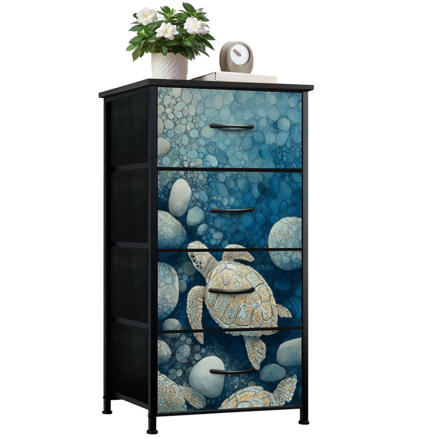 Dresser for Bedroom with 4 Storage Drawers Sea Turtle Swimming Ocean ...