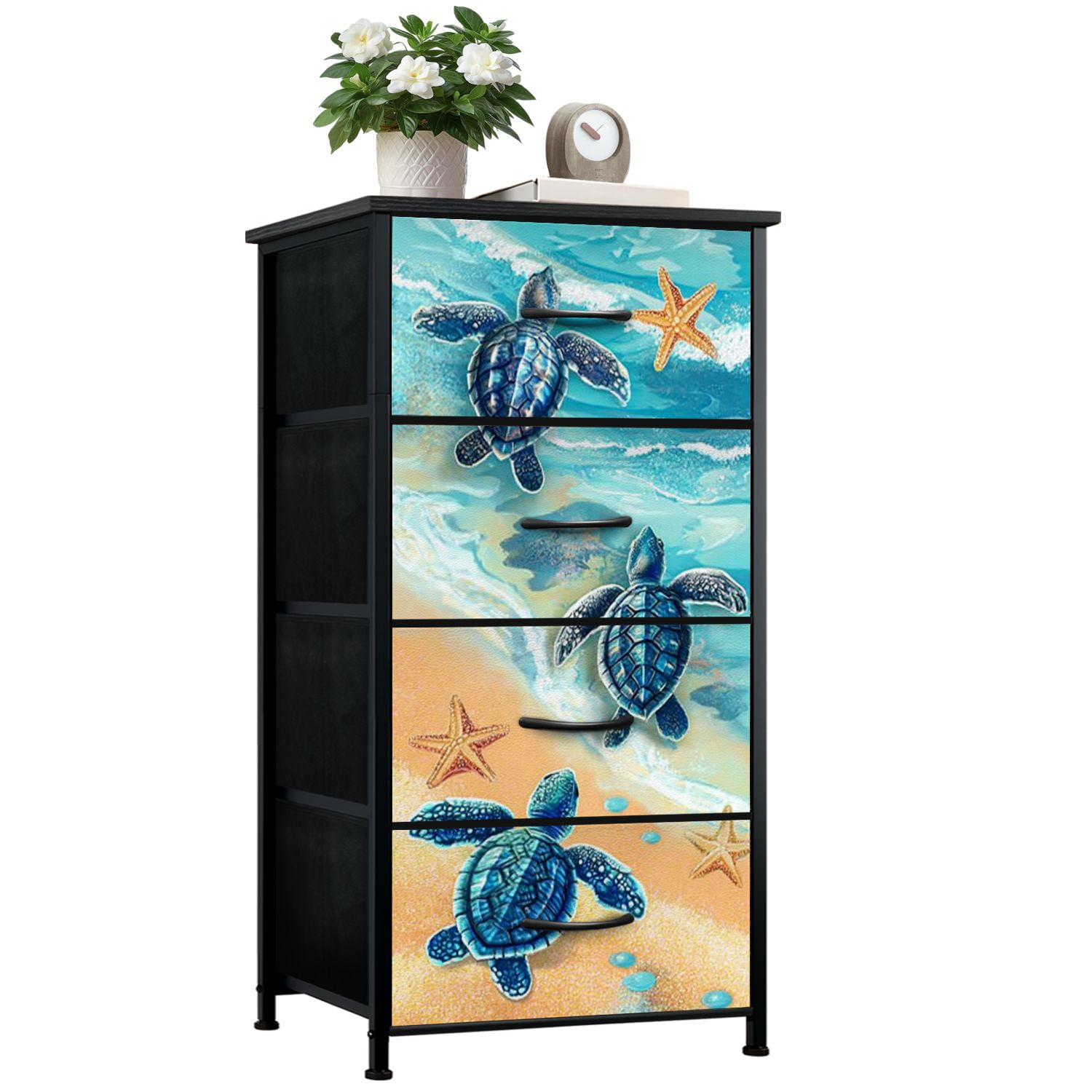 Dresser for Bedroom with 4 Storage Drawers Sea Turtles Sandy Beach ...