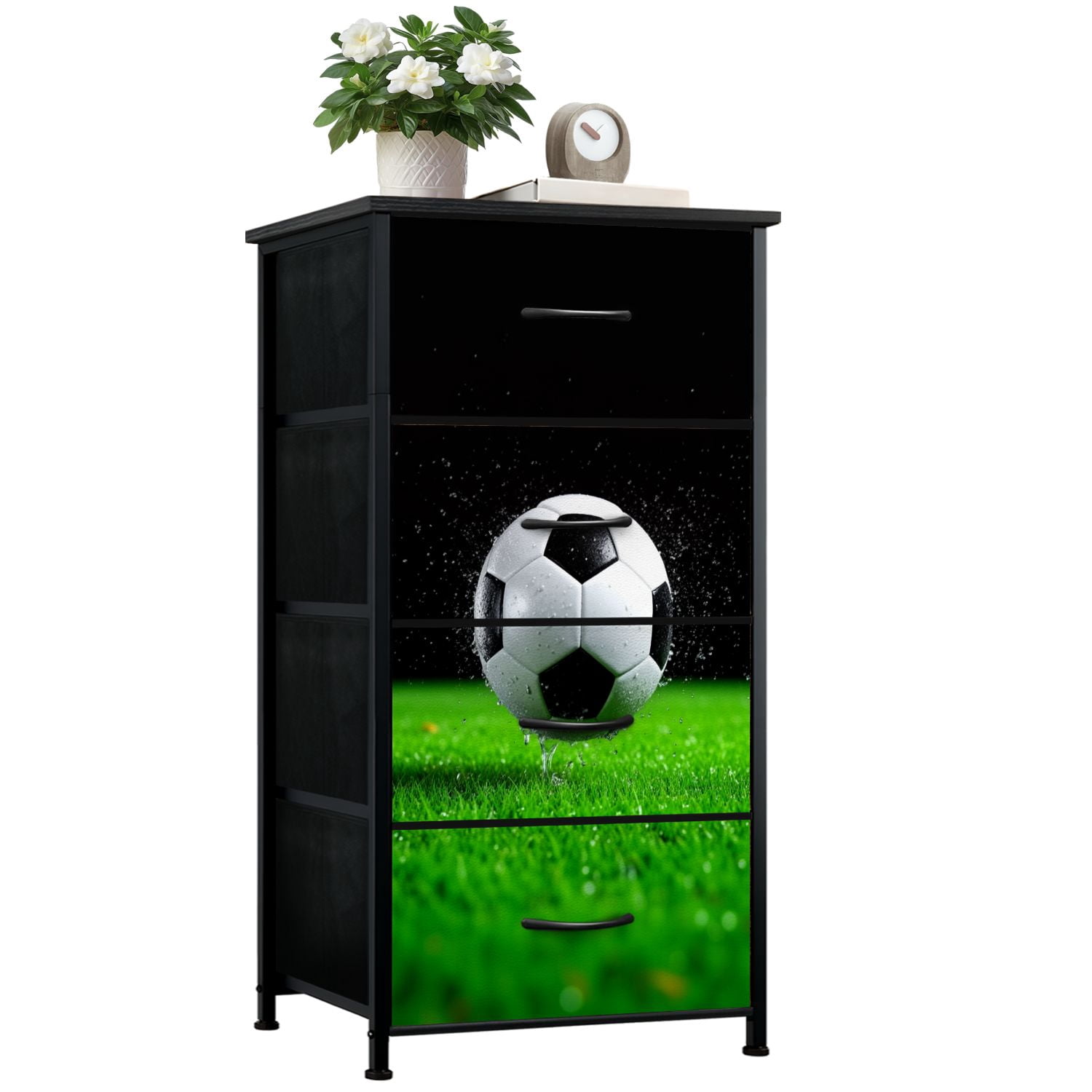 Dresser for Bedroom with 4 Storage Drawers Soccer Ball Motion Water ...