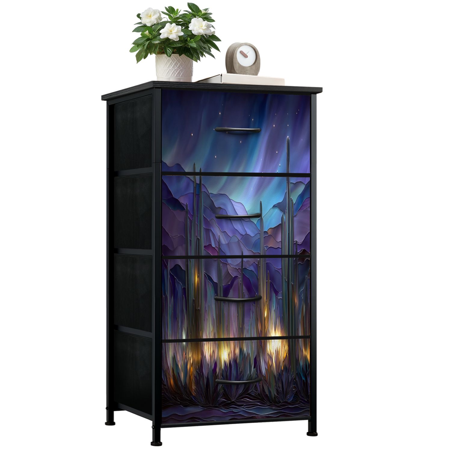 Dresser for Bedroom with 4 Storage Drawers Starry Night Desert Scene ...