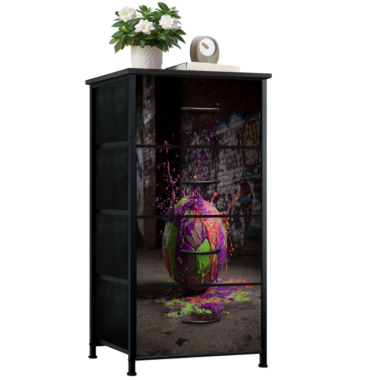 Dresser for Bedroom with 4 Storage Drawers Street Art Inspired Soccer ...