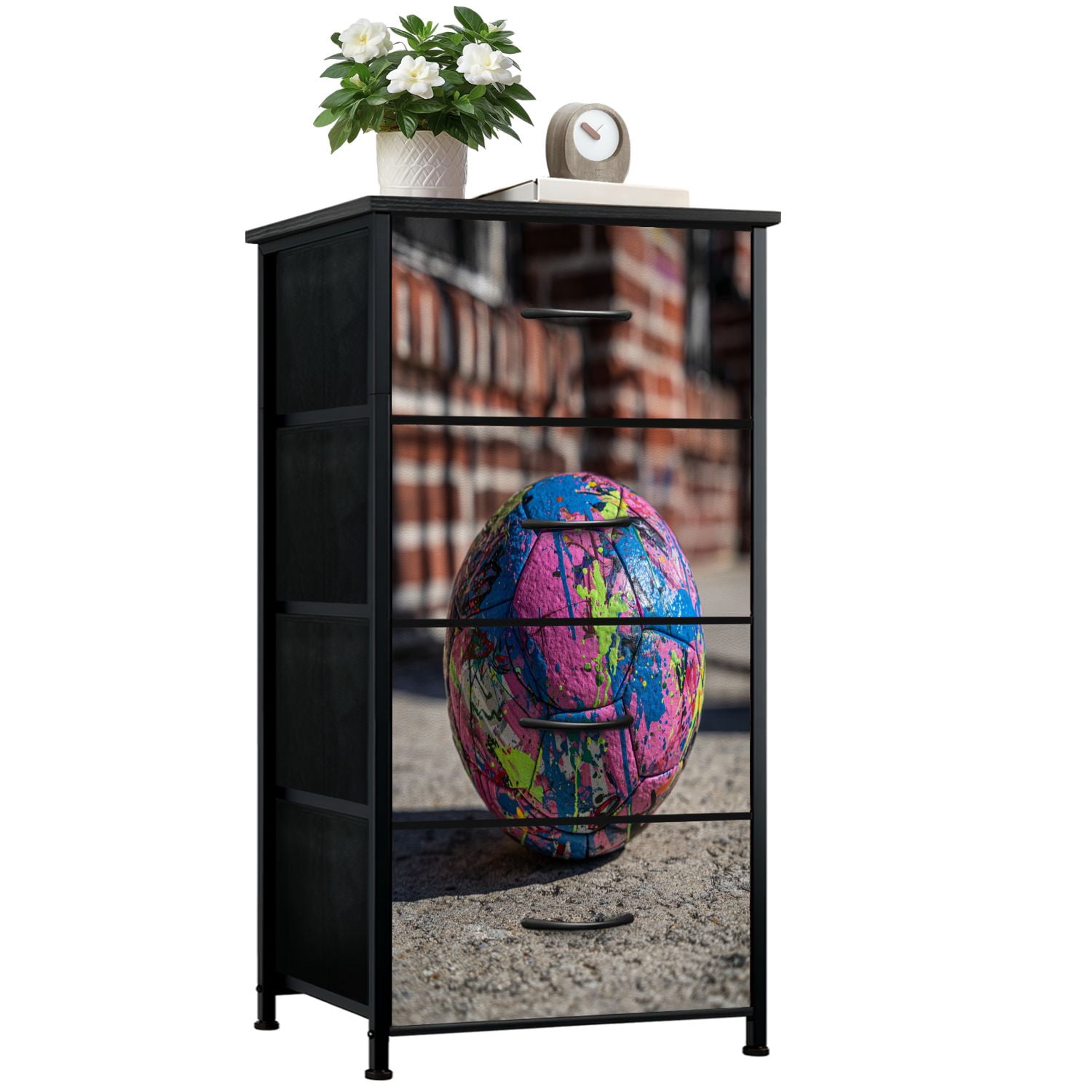 Dresser for Bedroom with 4 Storage Drawers Street Art Soccer Ball ...