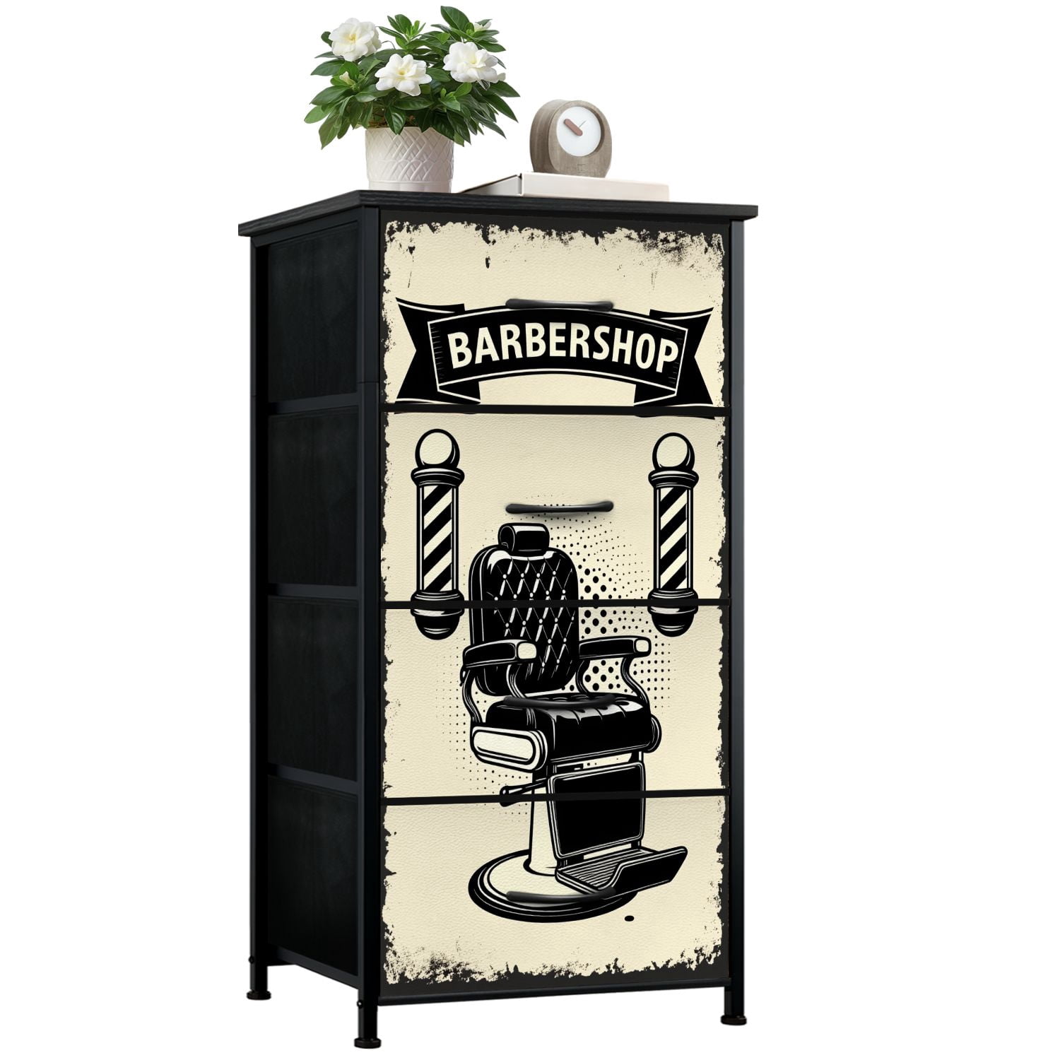 Dresser for Bedroom with 4 Storage Drawers Vintage Barbershop Chair ...