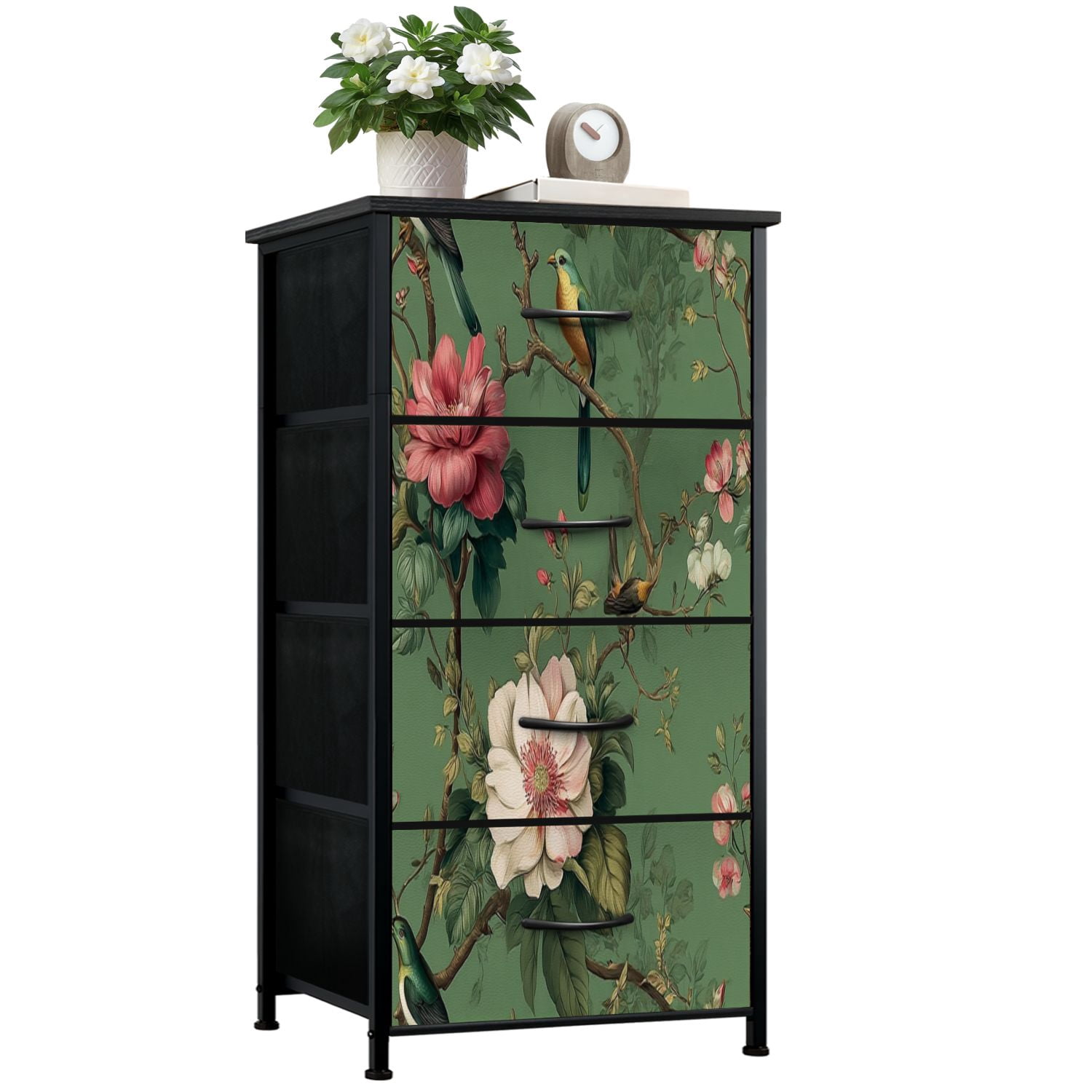 Dresser for Bedroom with 4 Storage Drawers Vintage Botanical Floral ...