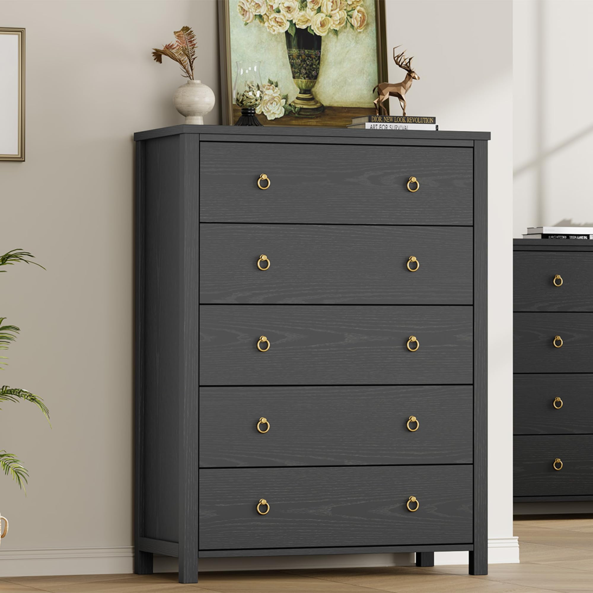 Dresser for Bedroom with 5 Drawers, 45'' Tall Chest of Large Drawers ...