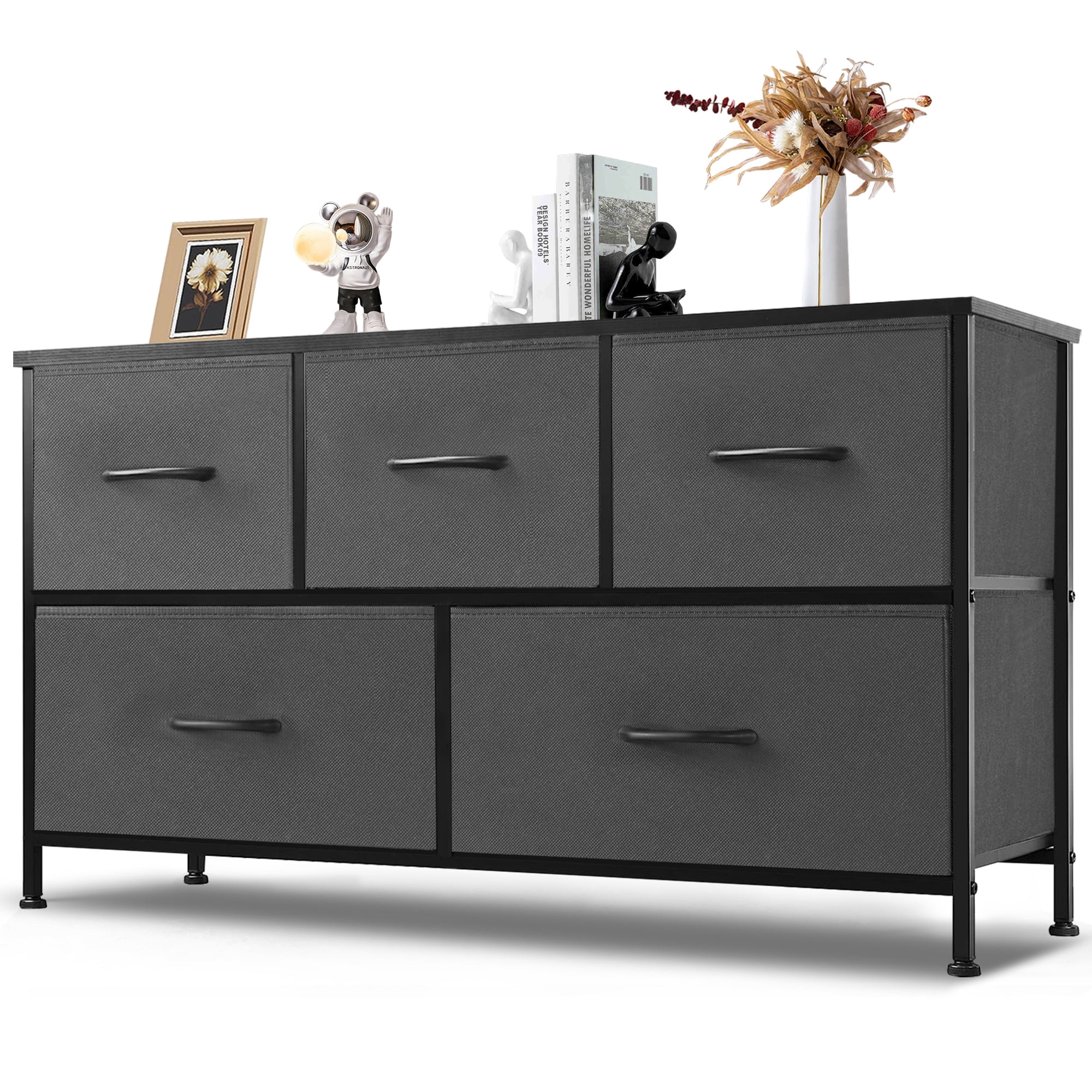 Sybels Storage Dresser with 5 Drawers, Anti-Tip Fabric Chests Organizer ...