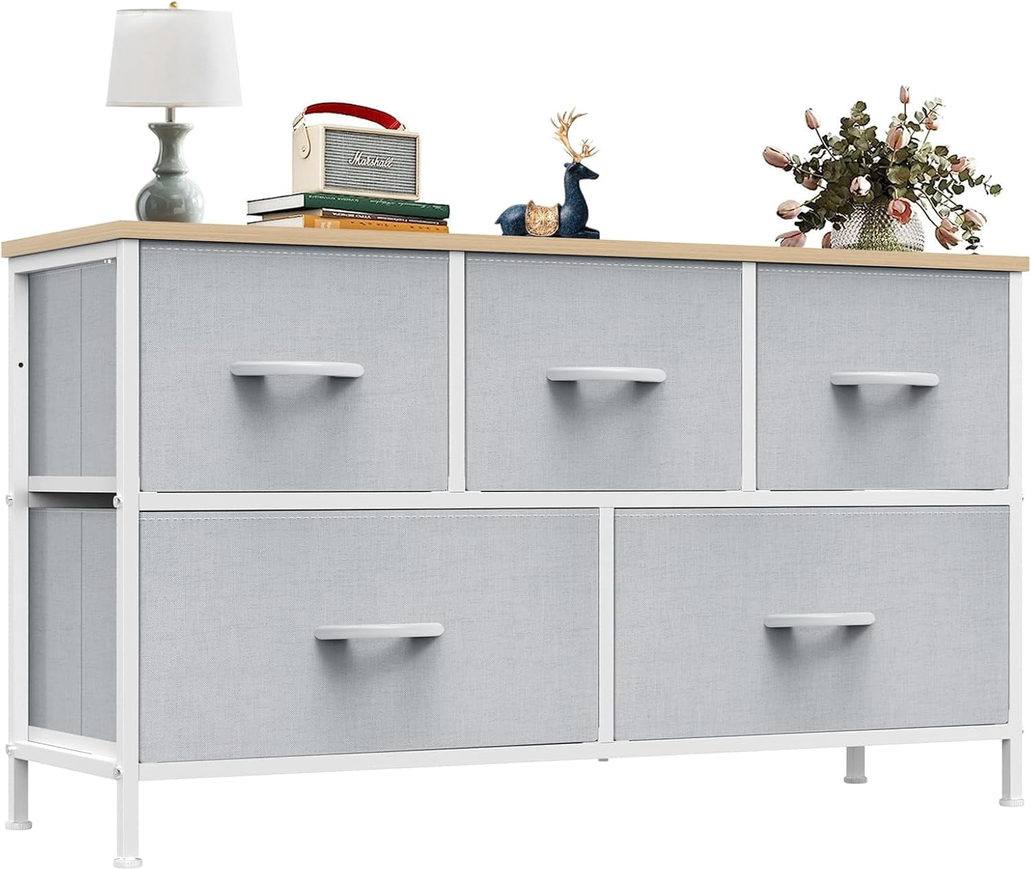 Dresser for Bedroom with 5 Drawers, Wide Chest of Drawers, Fabric ...