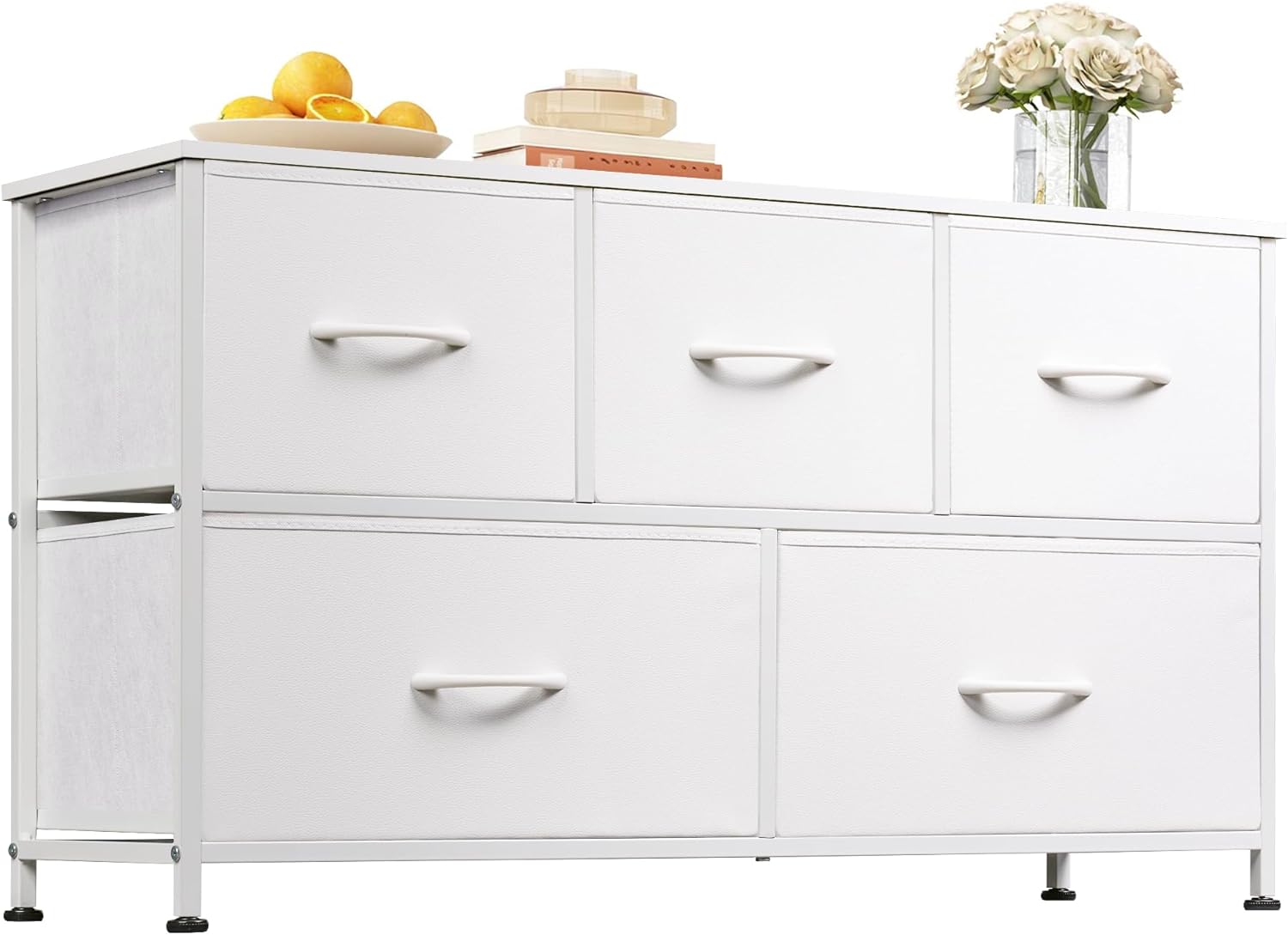 Dresser for Bedroom with 5 Drawers, Wide Chest of Drawers, Fabric ...