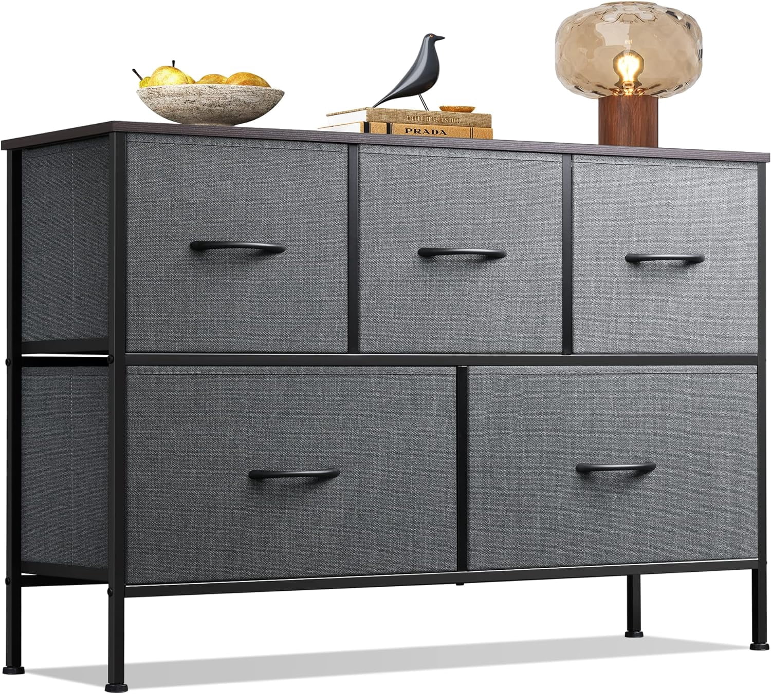 Dresser for Bedroom with 5 Drawers, Wide Chest of Drawers, Fabric ...
