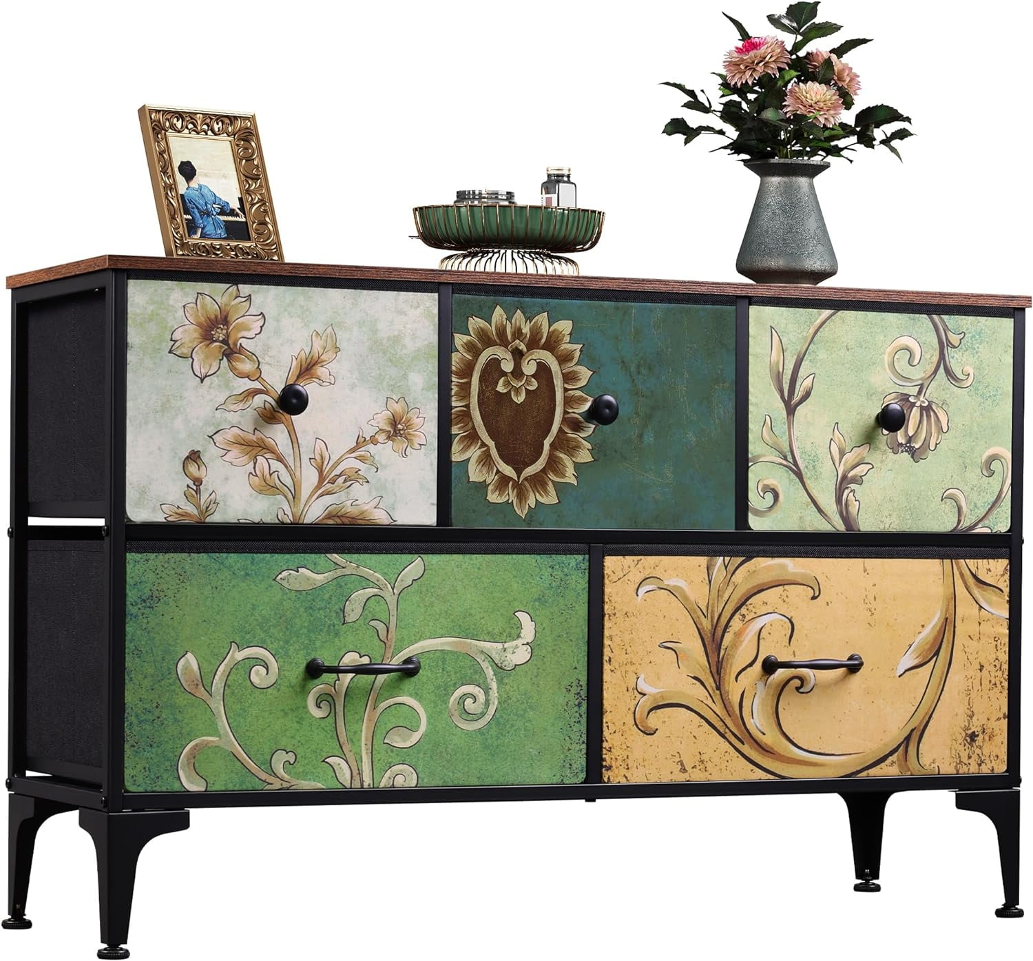 Dresser for Bedroom with 5 Drawers, Wide Chest of Drawers, Fabric ...