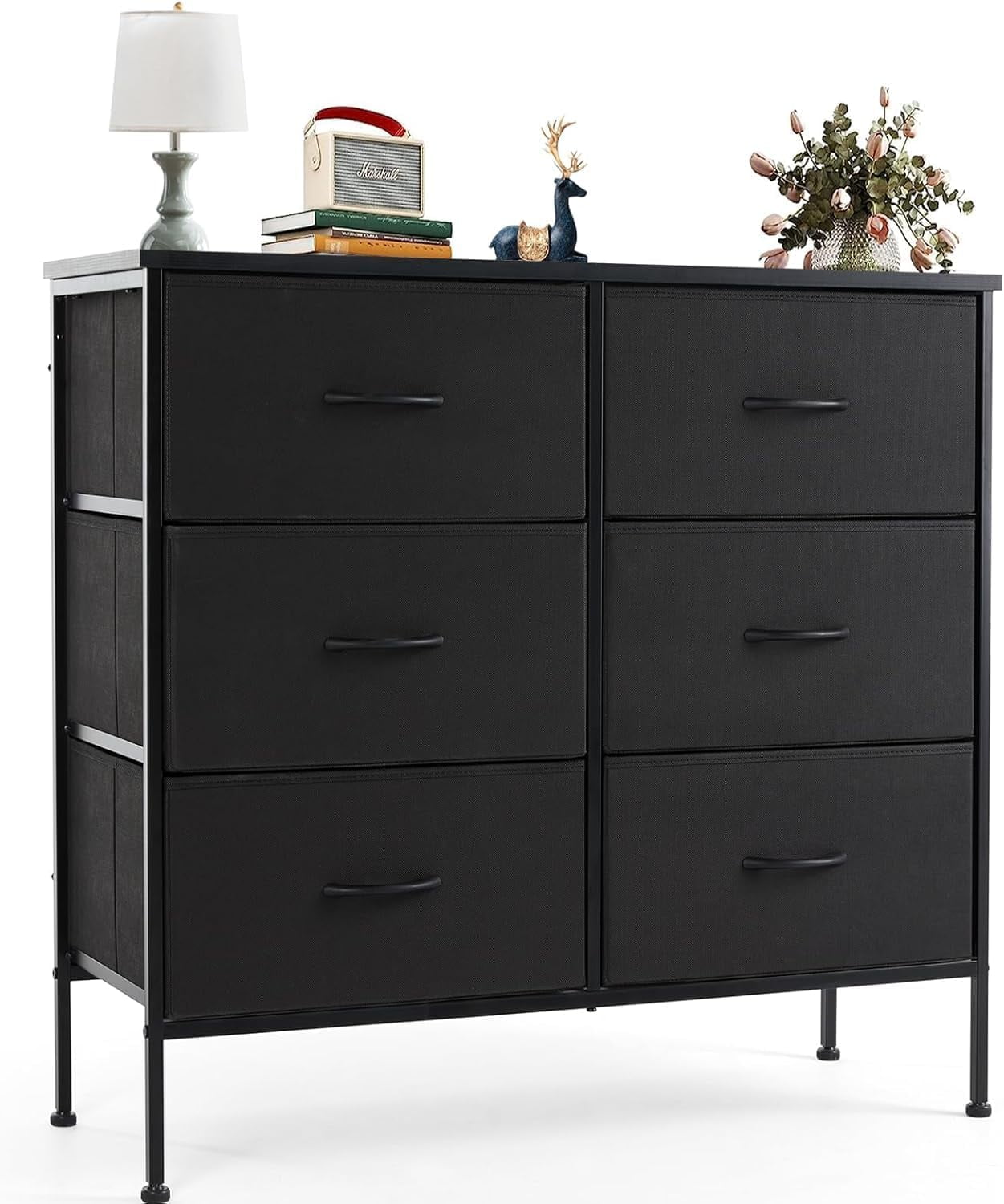 Dresser for Bedroom 5 Storage Drawers Anti-Tip Wide Fabric Closet ...