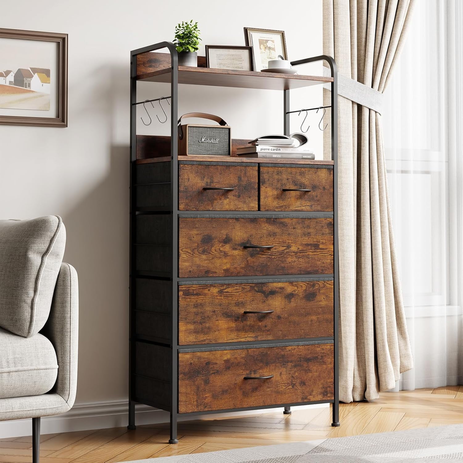 Dresser for Bedroom with 5 Storage Drawers,Dressers & Chests of Drawers ...