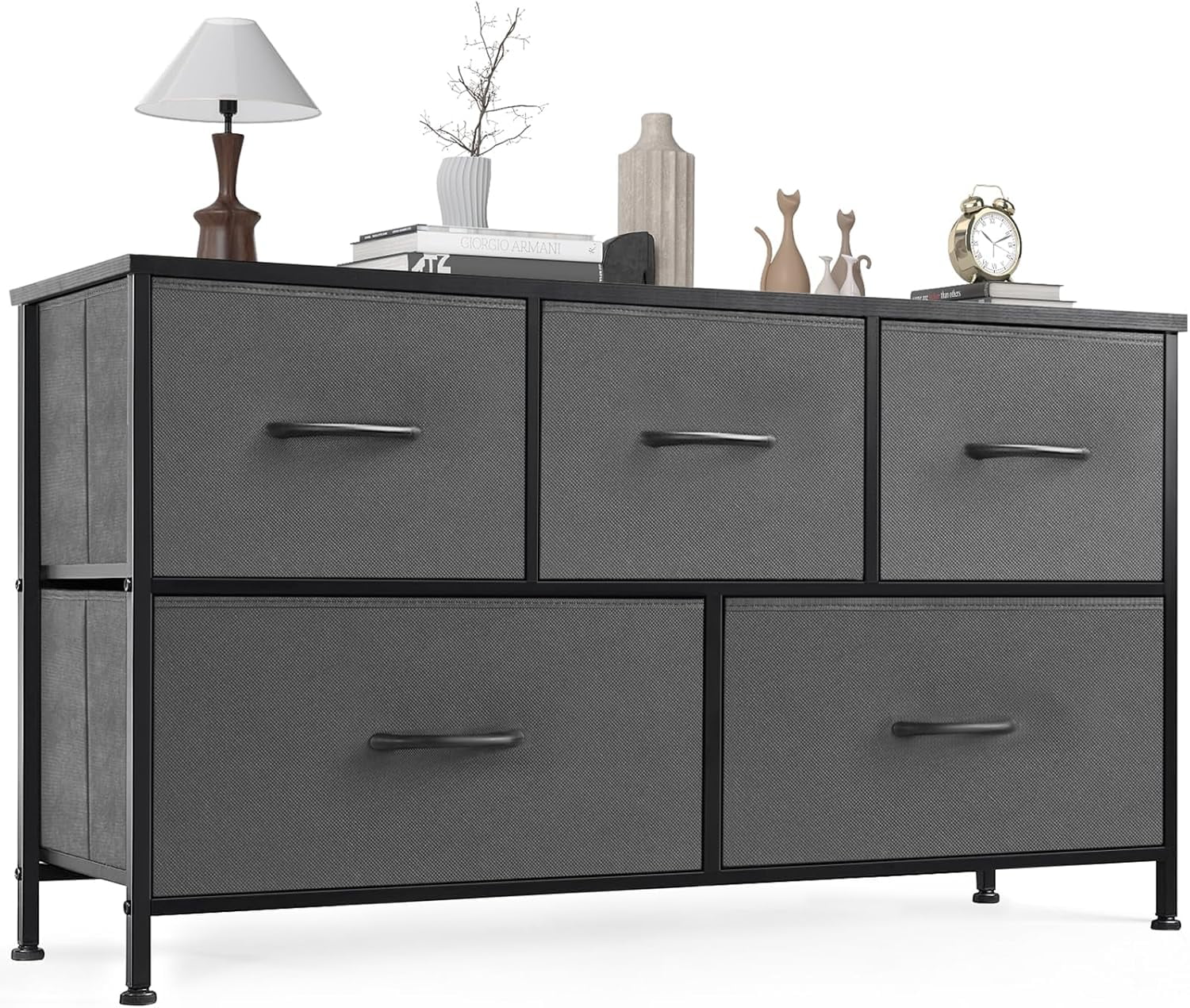Dresser for Bedroom, 5 Storage Drawers, Wide Fabric Closet Chests ...