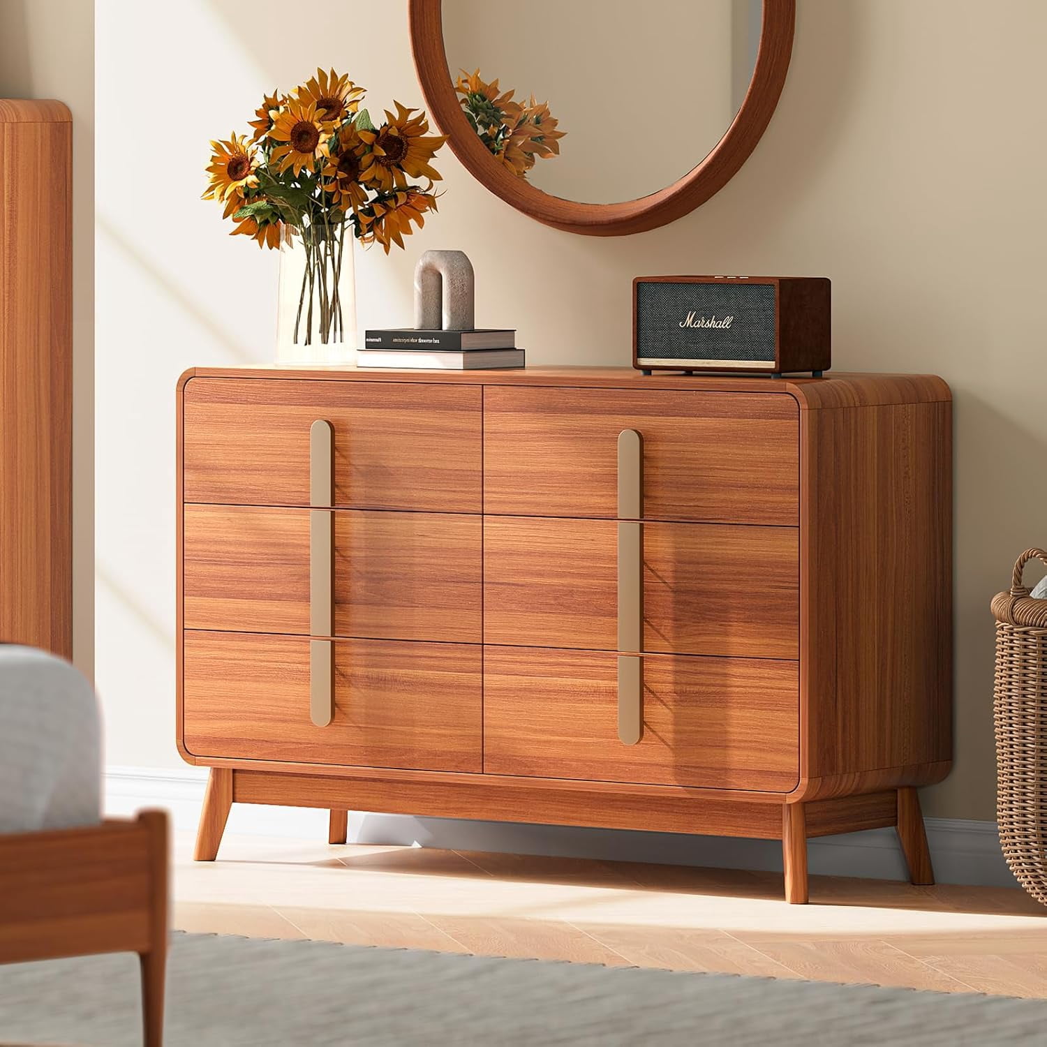 Dresser for Bedroom with 6 Drawers,Mid Century Modern Dresser with ...