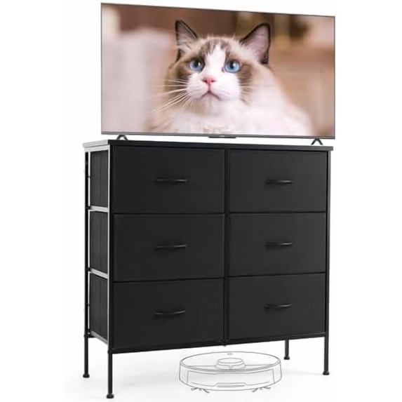 Dresser for Bedroom with 6 Storage Drawers, Fabric Storage Tower ...