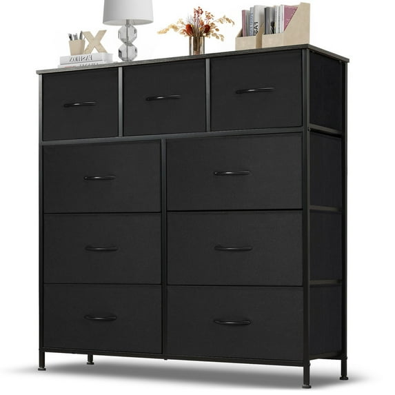 Sybels Storage Dresser with 9 Drawers, Anti-Tip Fabric Chests Organizer ...