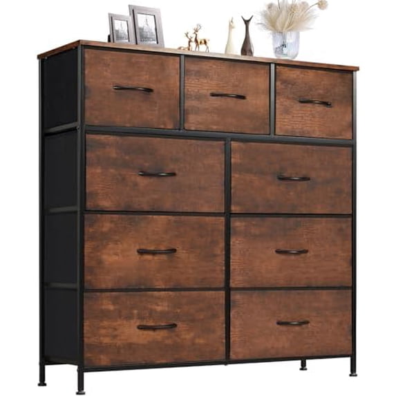 Dresser for Bedroom with 9 Storage Drawers, Large Fabric Storage Tower ...