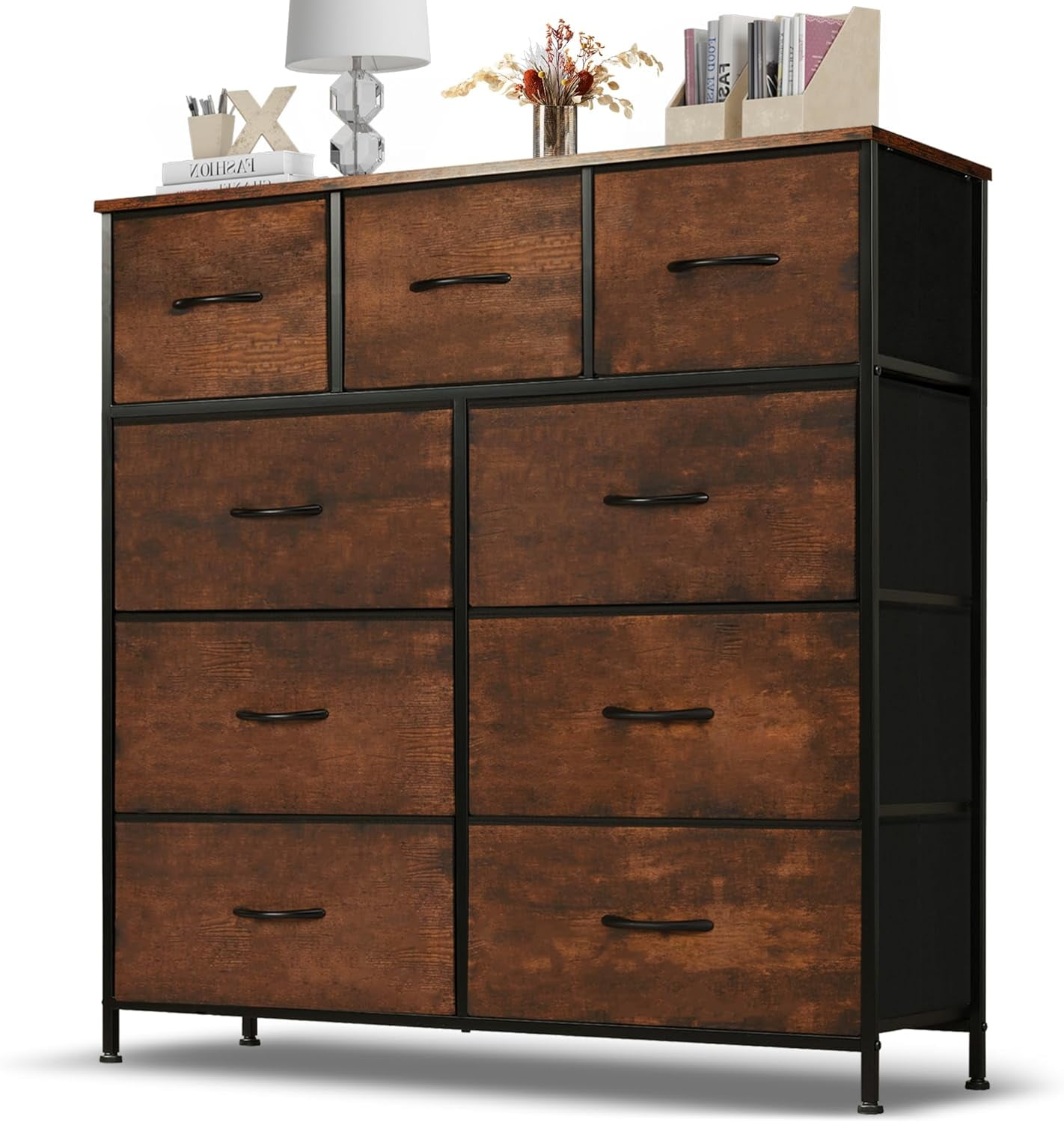 Dresser for Bedroom, 9 Storage Drawers, Tall Fabric Closet Chests ...