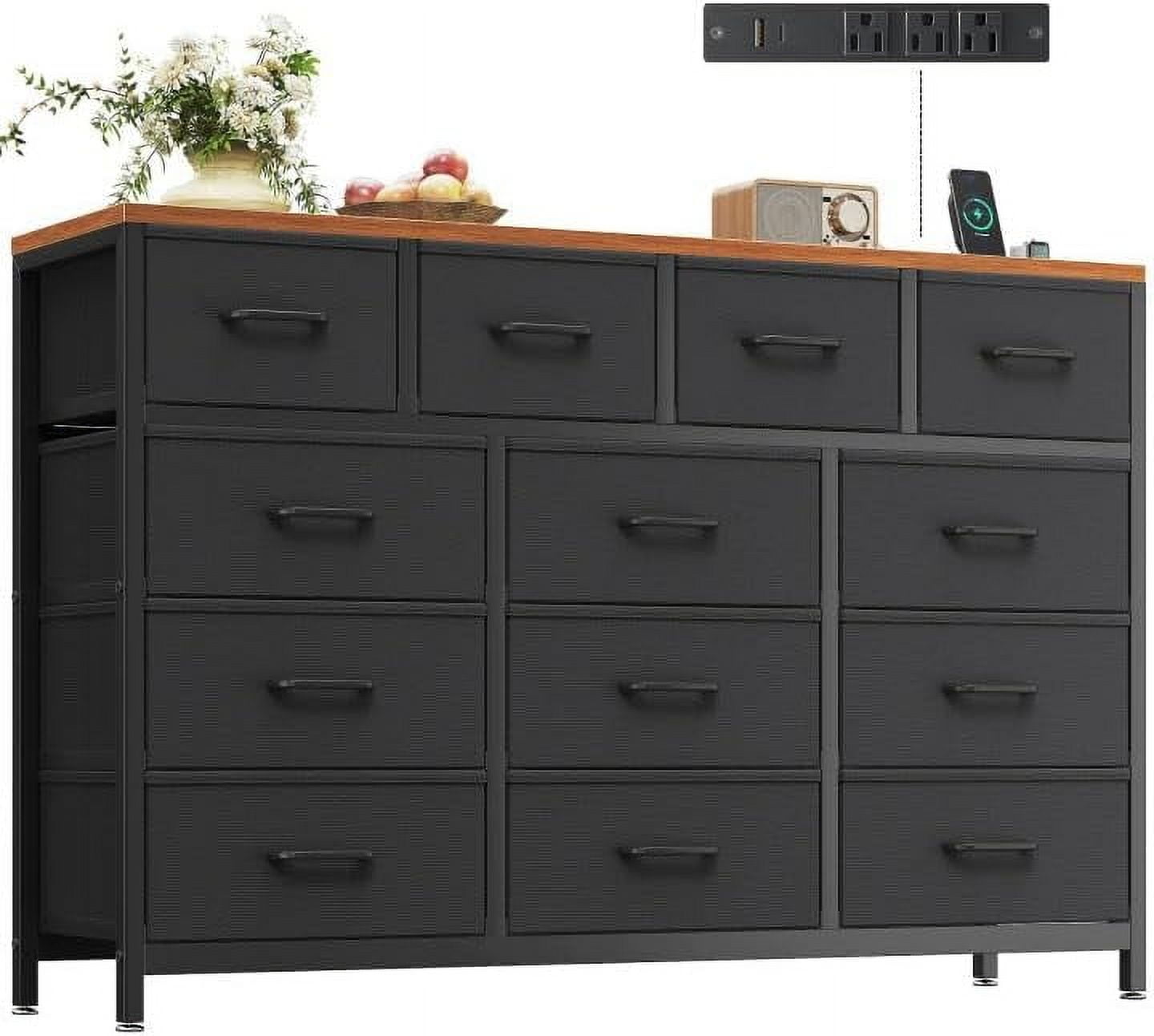 Dresser for Bedroom with Charging Station, 55" Long Dresser with 13 ...