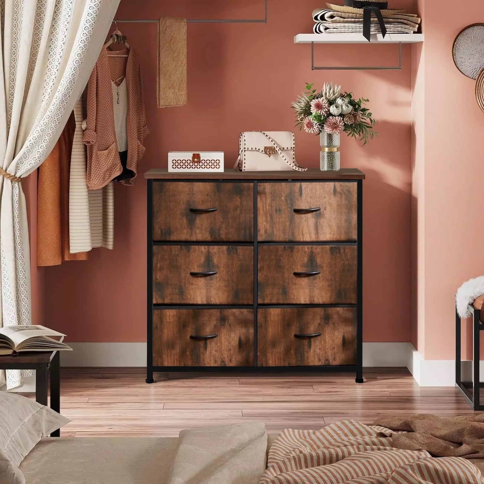 Dresser for Bedroom, Chests of Drawers, Storage Organizer with 6 ...