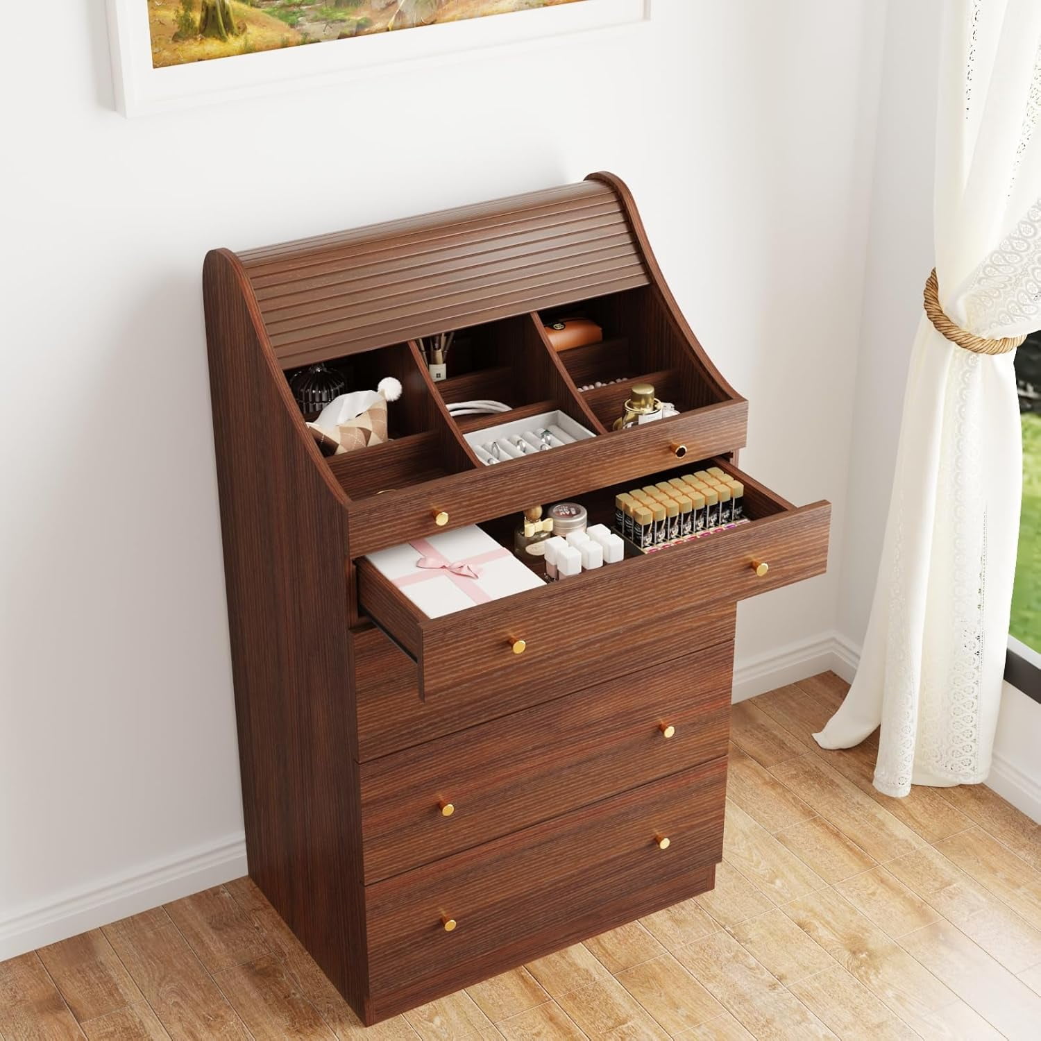 Dresser for Bedroom, Drawer Dresser with 4 Storage Drawers, Piano Style ...