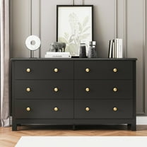 6 Drawers Double Dresser for Bedroom，Living Room, Hallway Dark Rustic ...