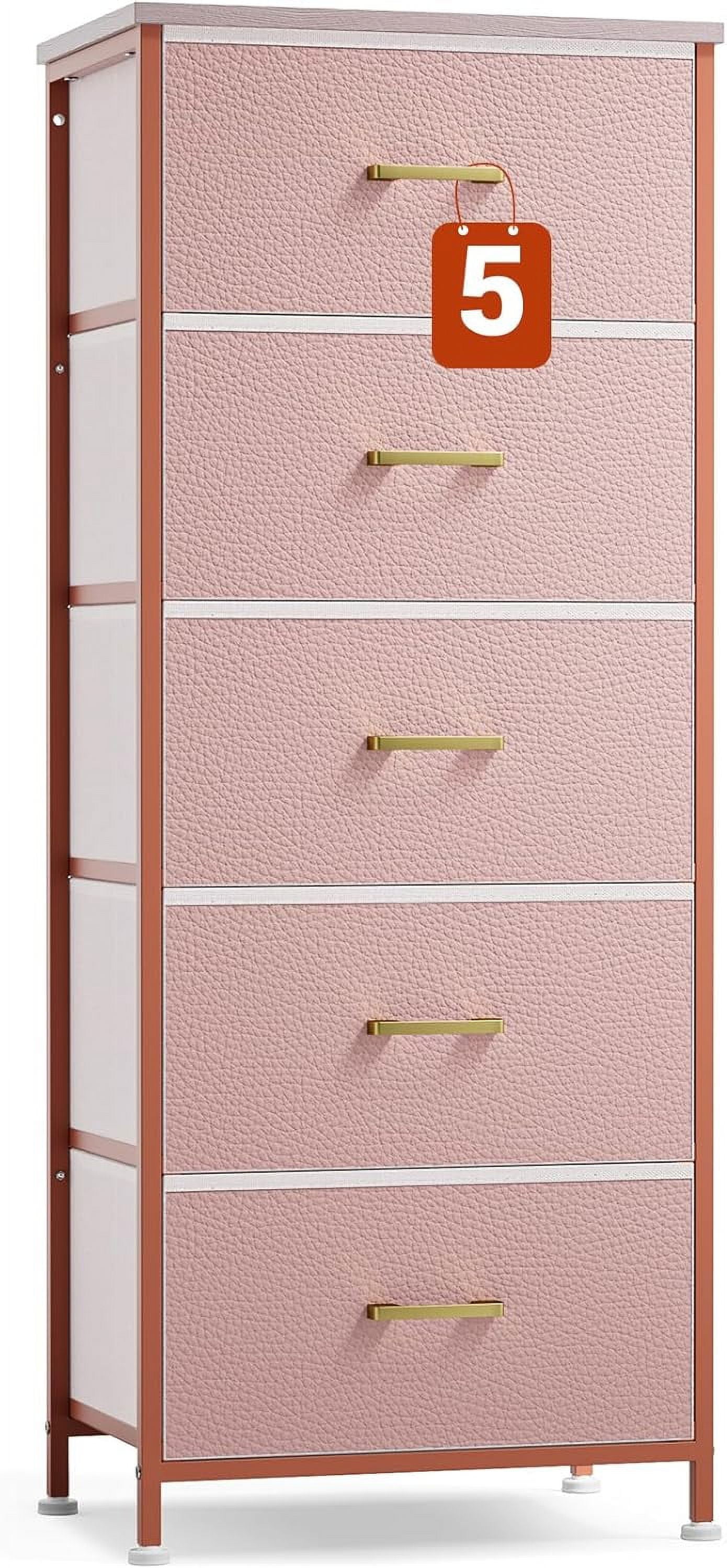 Dresser for Bedroom Pink Dresser with 5 Drawers for Girls Kids Bedroom ...