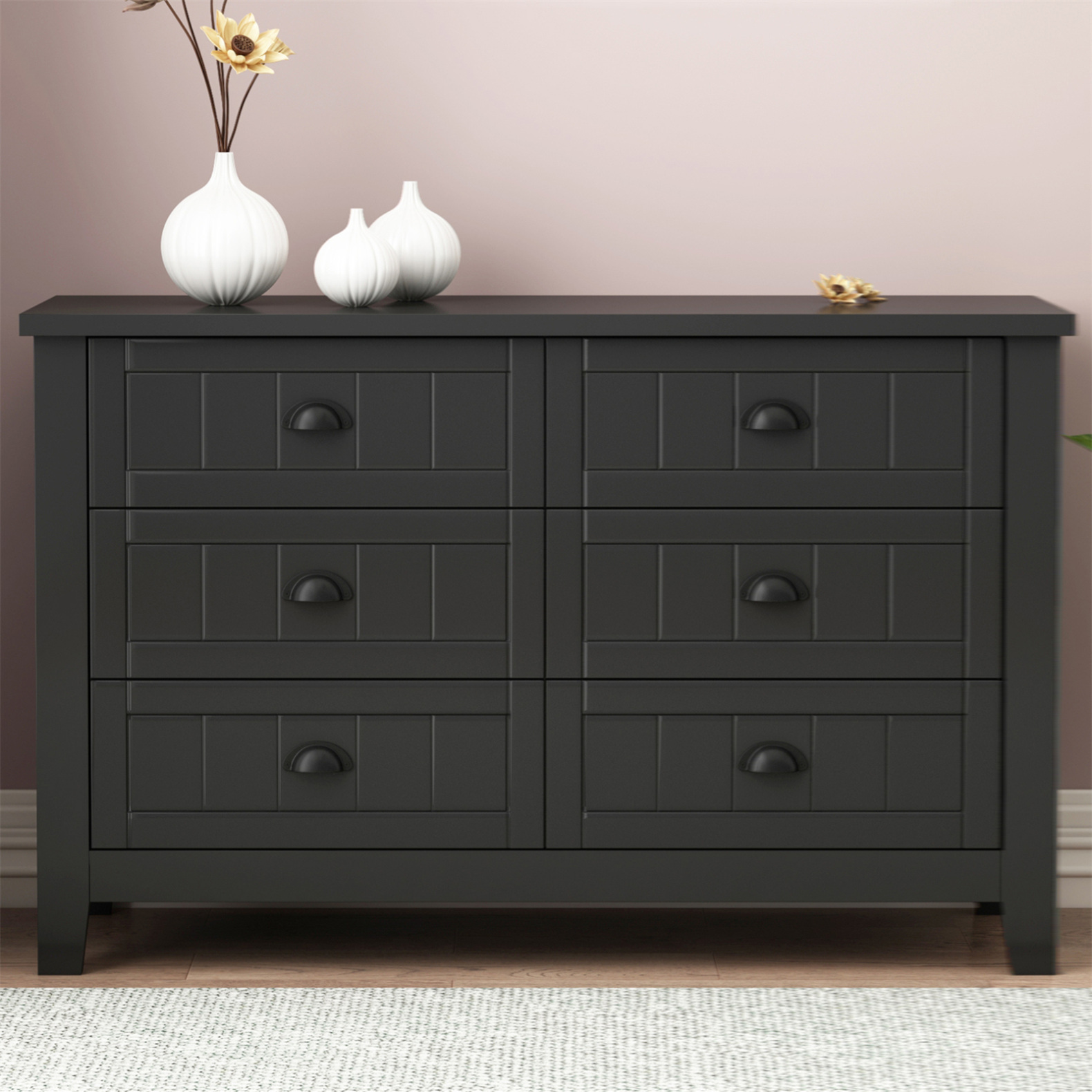 Dresser, Cabinet with Retro Shell Handle, Drawer Dresser, Storage ...