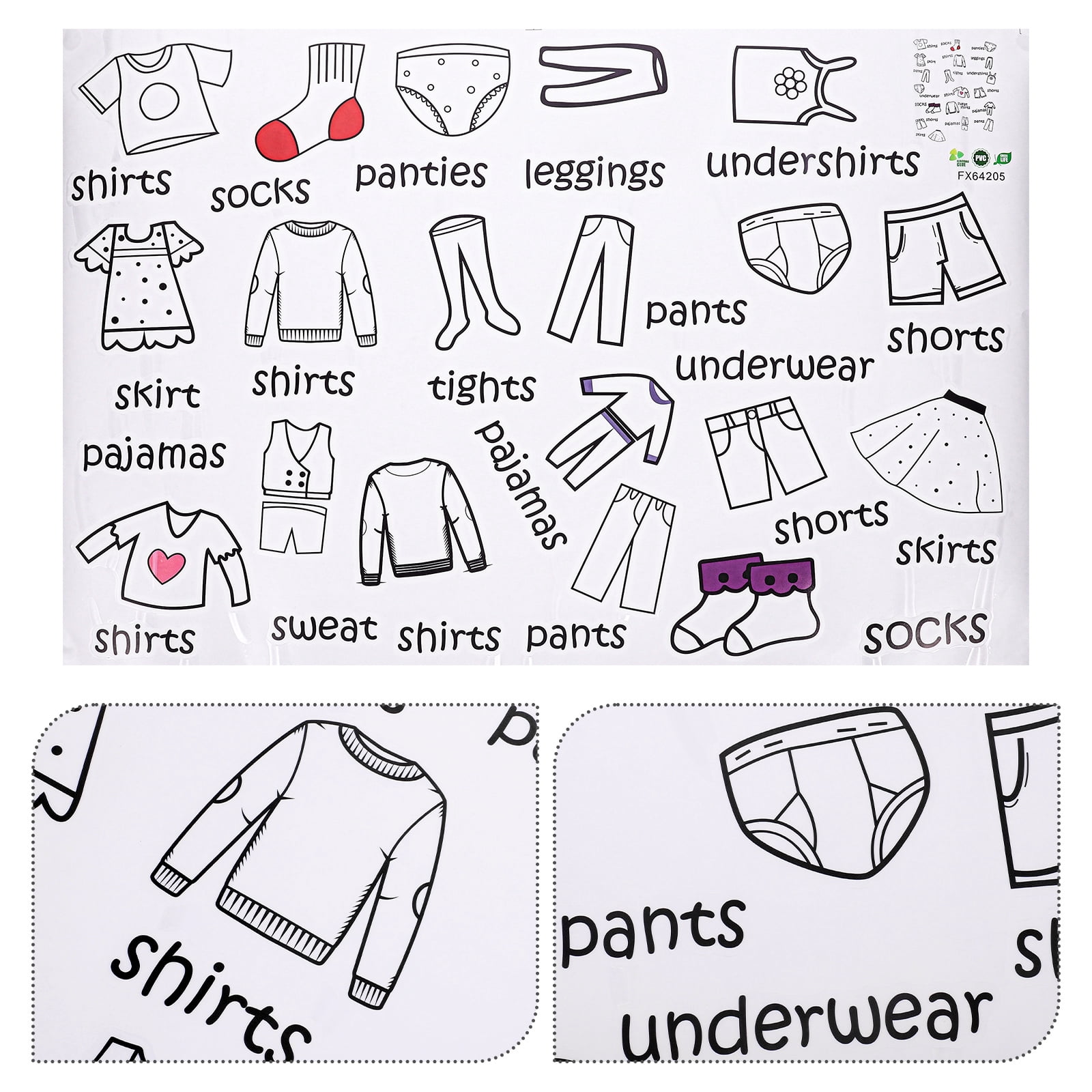 FRCOLOR Removable Clothing Sort Stickers Multicolor PVC Labels for ...