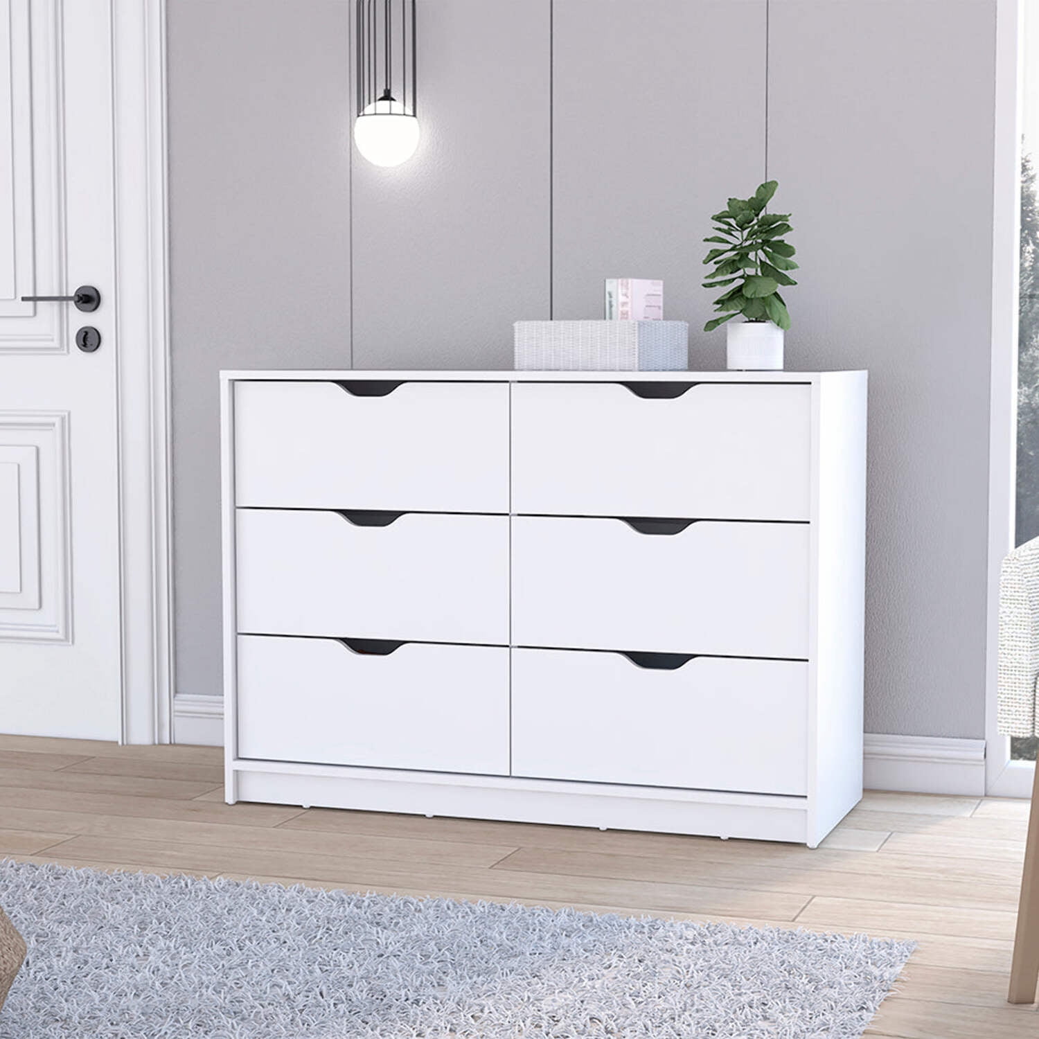 Dresser Curio, Four Drawes, White Finish White Particle Board - Walmart.com