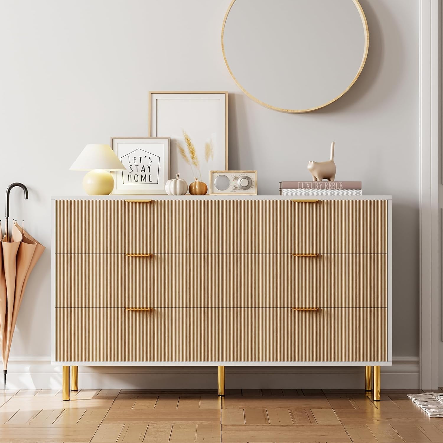 Dresser,Modern 6-Drawer Dresser,Wooden Double Chest of Drawers for Kids ...