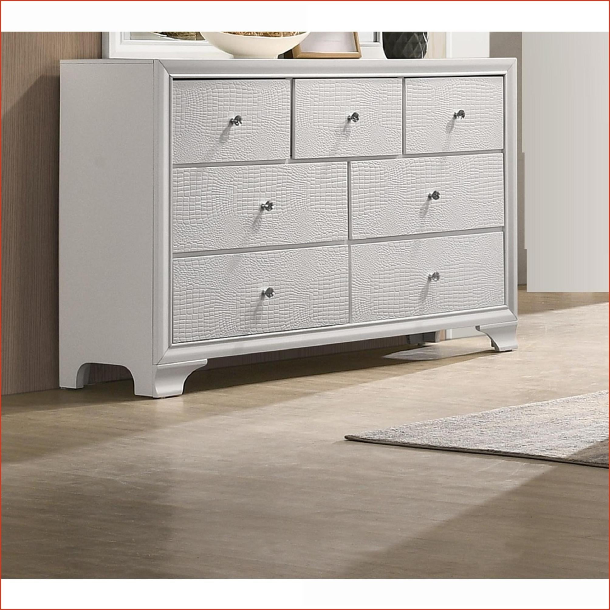 Dresser | Modern Glam 7-Drawer with Faux Crystal Pull, Embossed ...