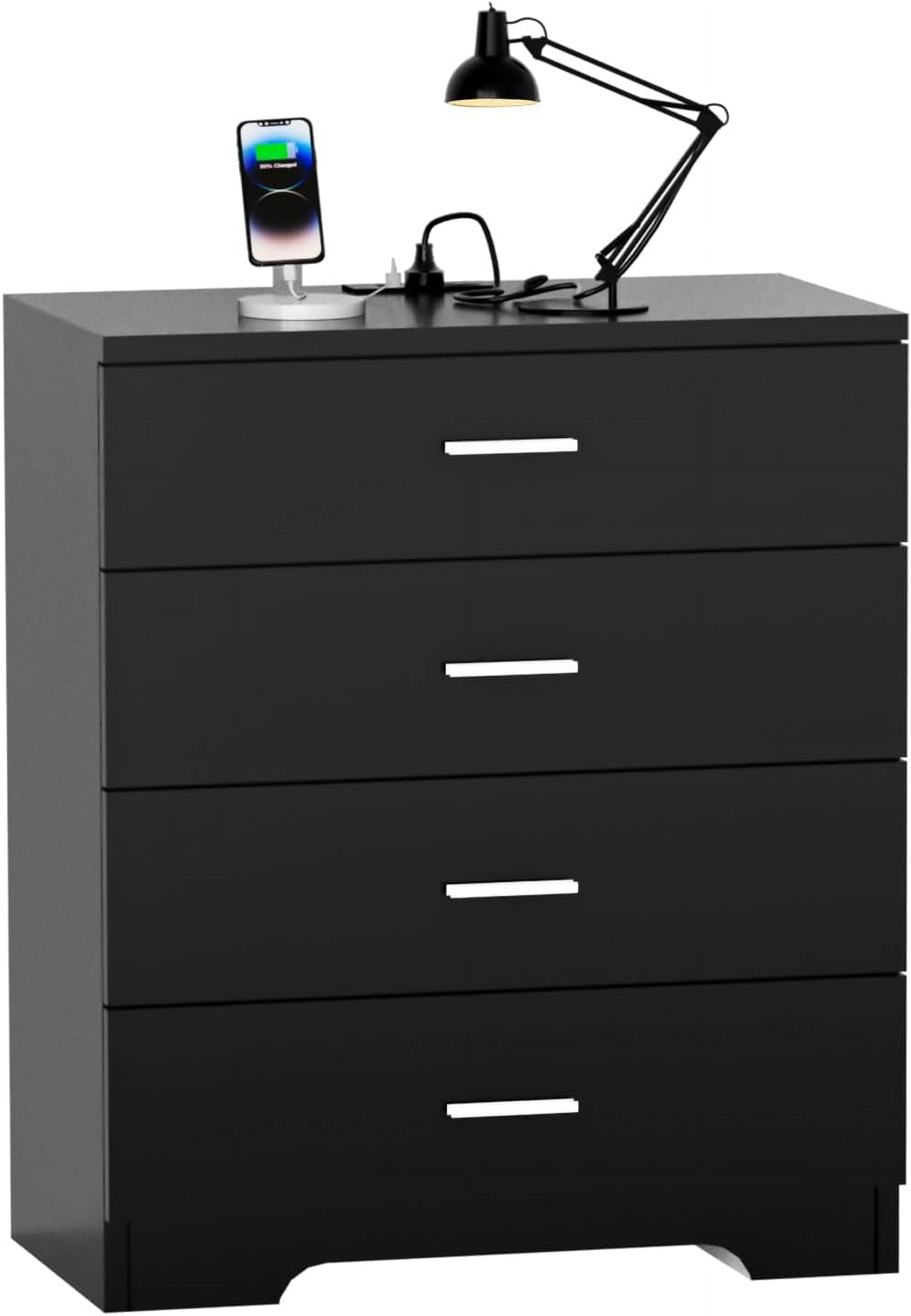 Dresser with Power Outlets Wooden 4 Drawer Dresser with USB and Type C ...
