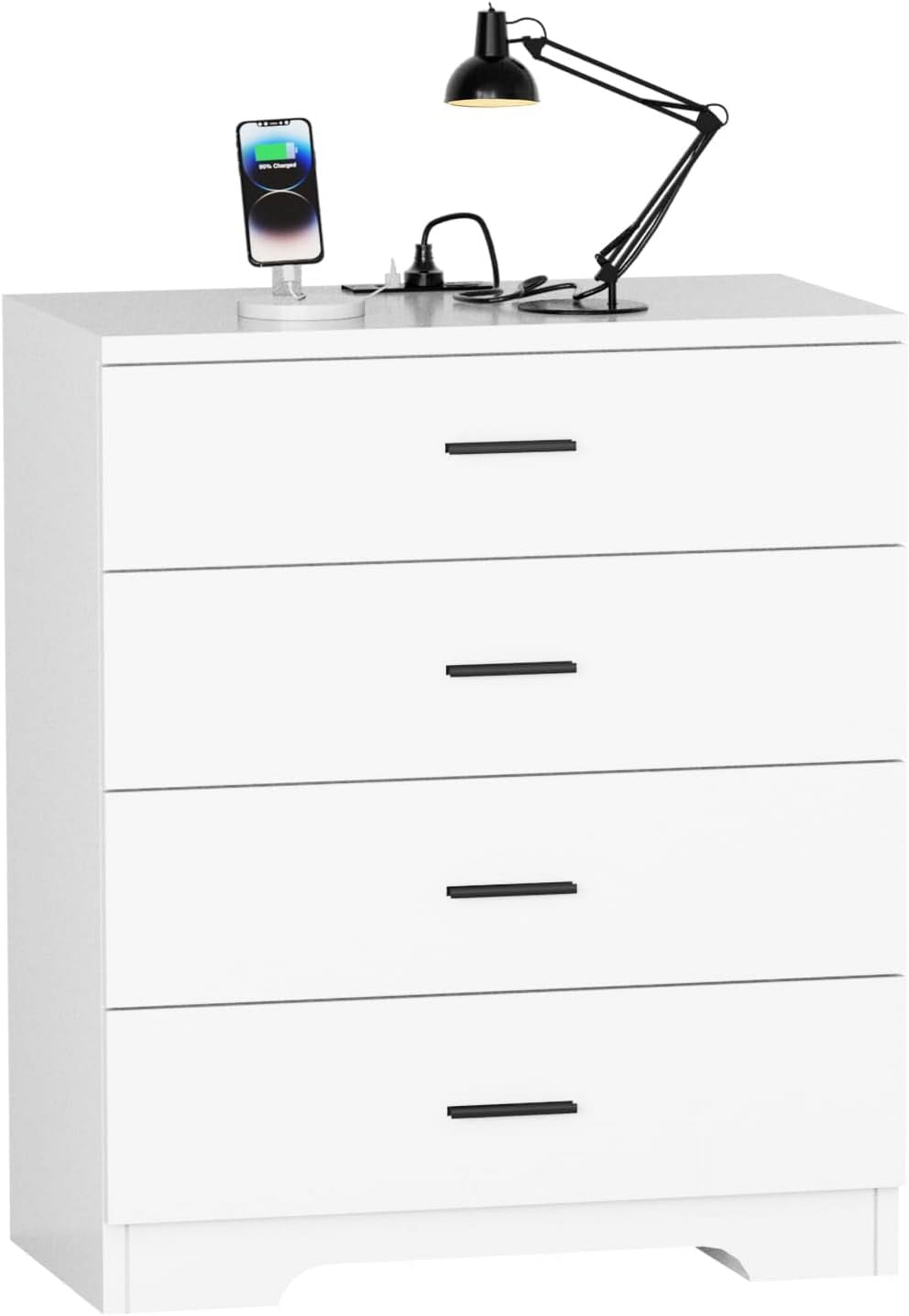 Dresser with Power Outlets Wooden 4 Drawer Dresser with USB and Type C ...