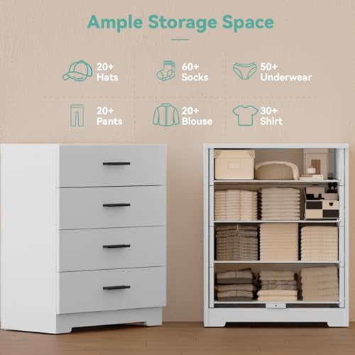 Dresser with Power Outlets Wooden 4 Drawer Dresser with USB and Type C ...