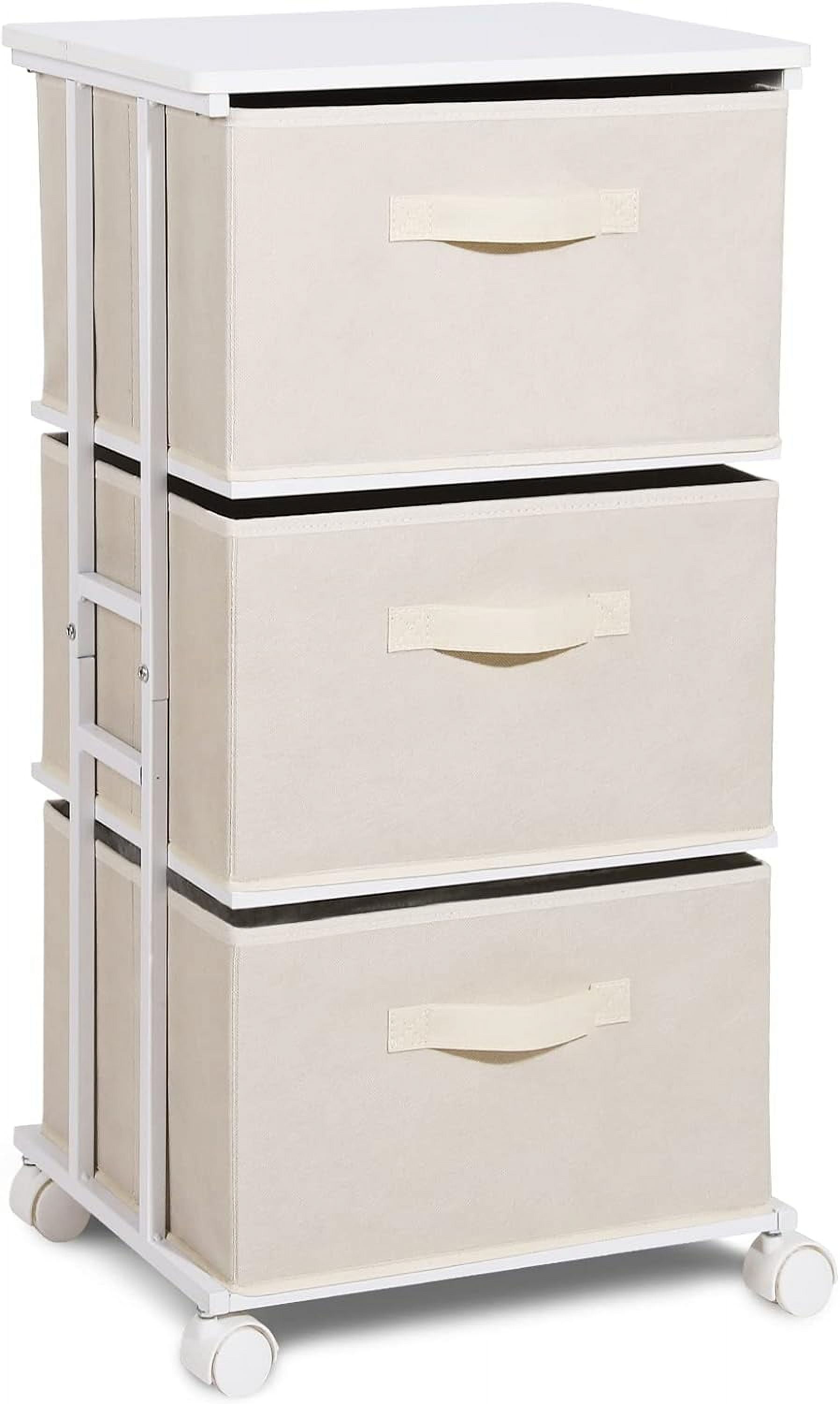 Dresser Storage with 3 Drawers, Fabric Dresser Tower, Vertical Storage ...