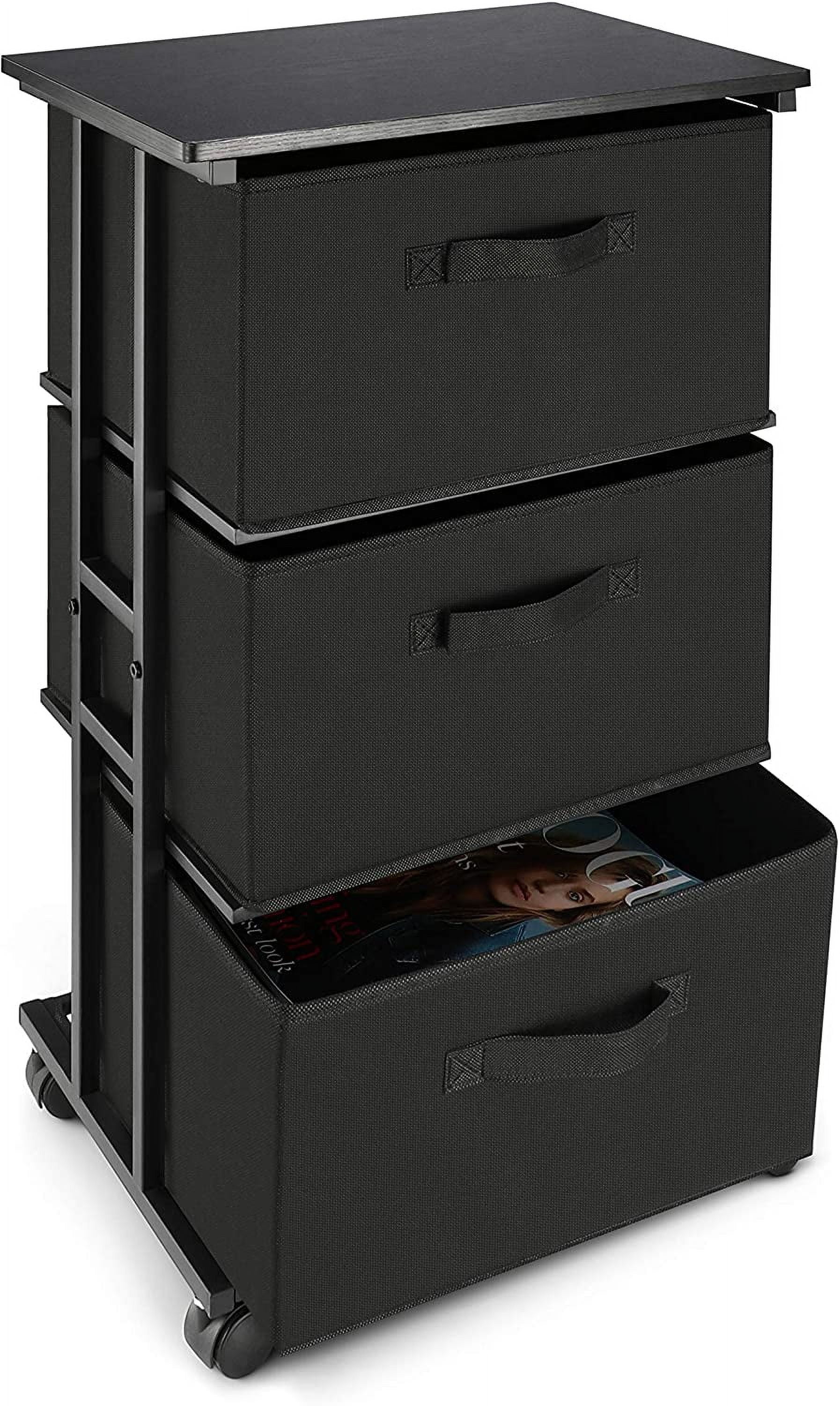 Dresser Storage with 3 Drawers, Fabric Dresser Tower, Vertical Storage ...