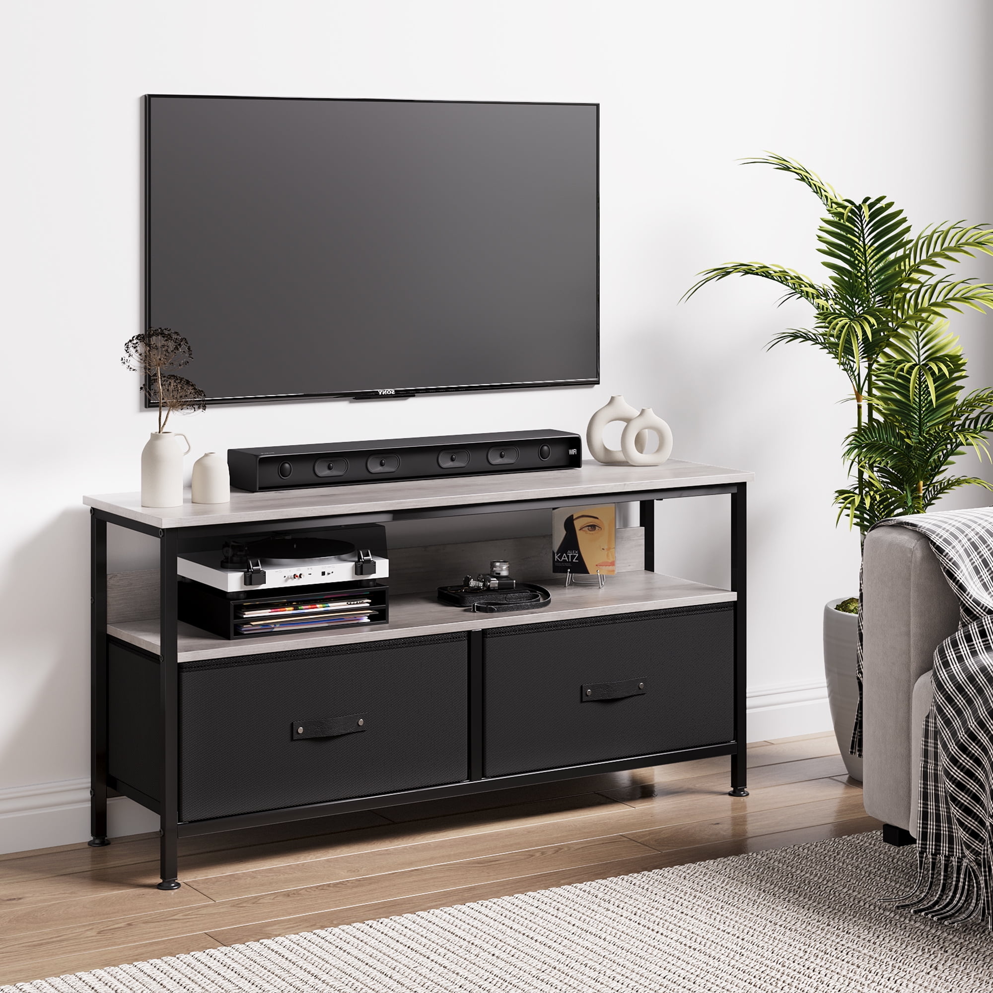 Dresser TV Stand 40" TV Stand with Drawers & Shelves, Entertainment ...