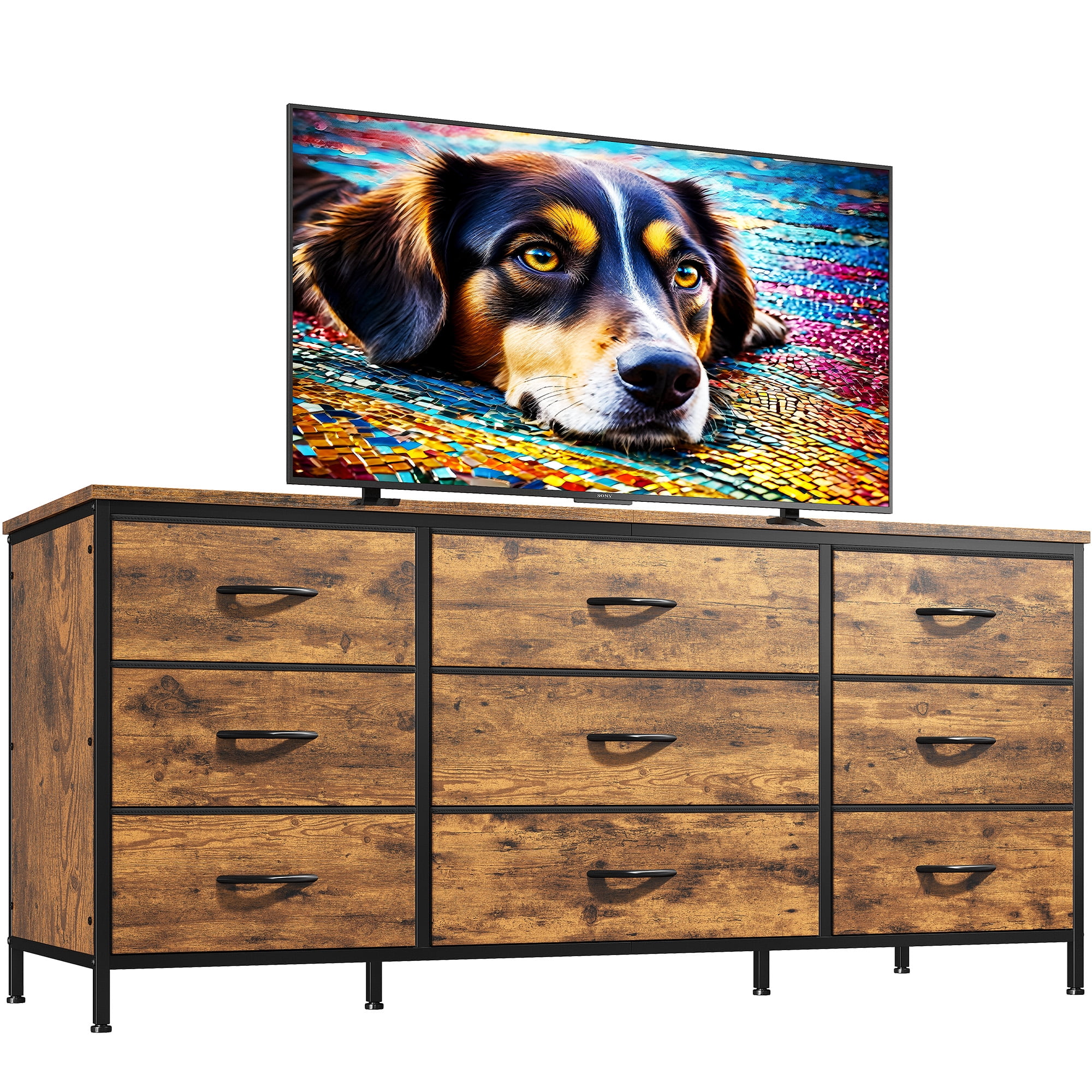 Dresser TV Stand for 60 Inch TV Dressers for Bedroom with 8 Fabric ...