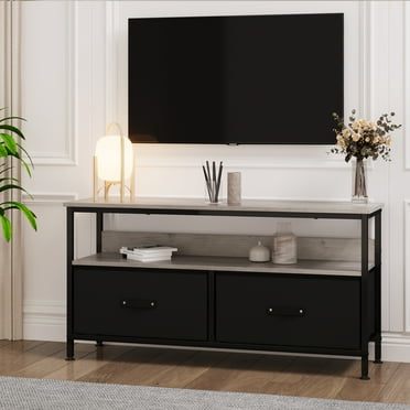EnHomee TV Stand for 55" TV Fabric Dresser with LED Lights & Power ...
