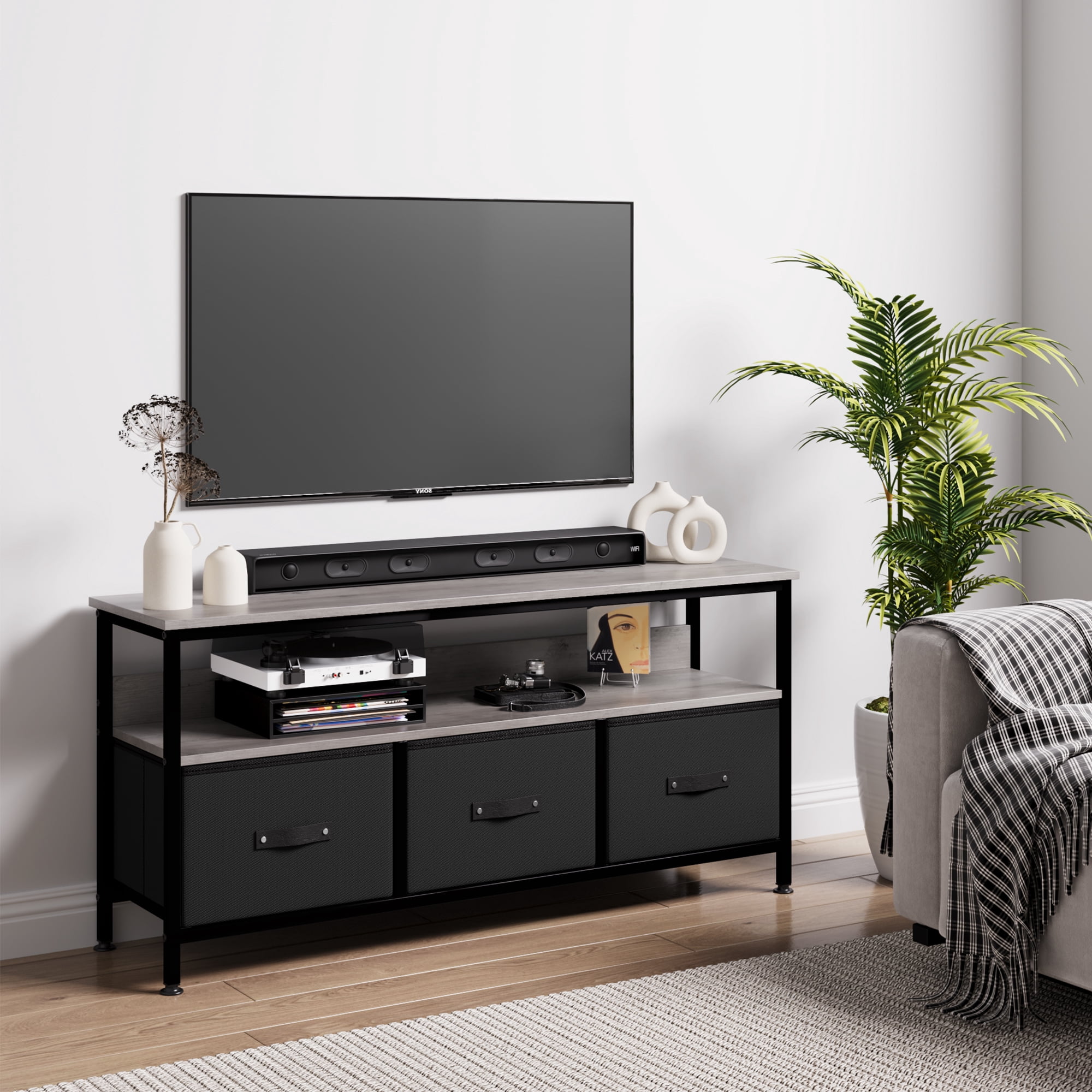 Dresser TV Stand, Entertainment Center with Storage, 55 Inch TV Stand ...